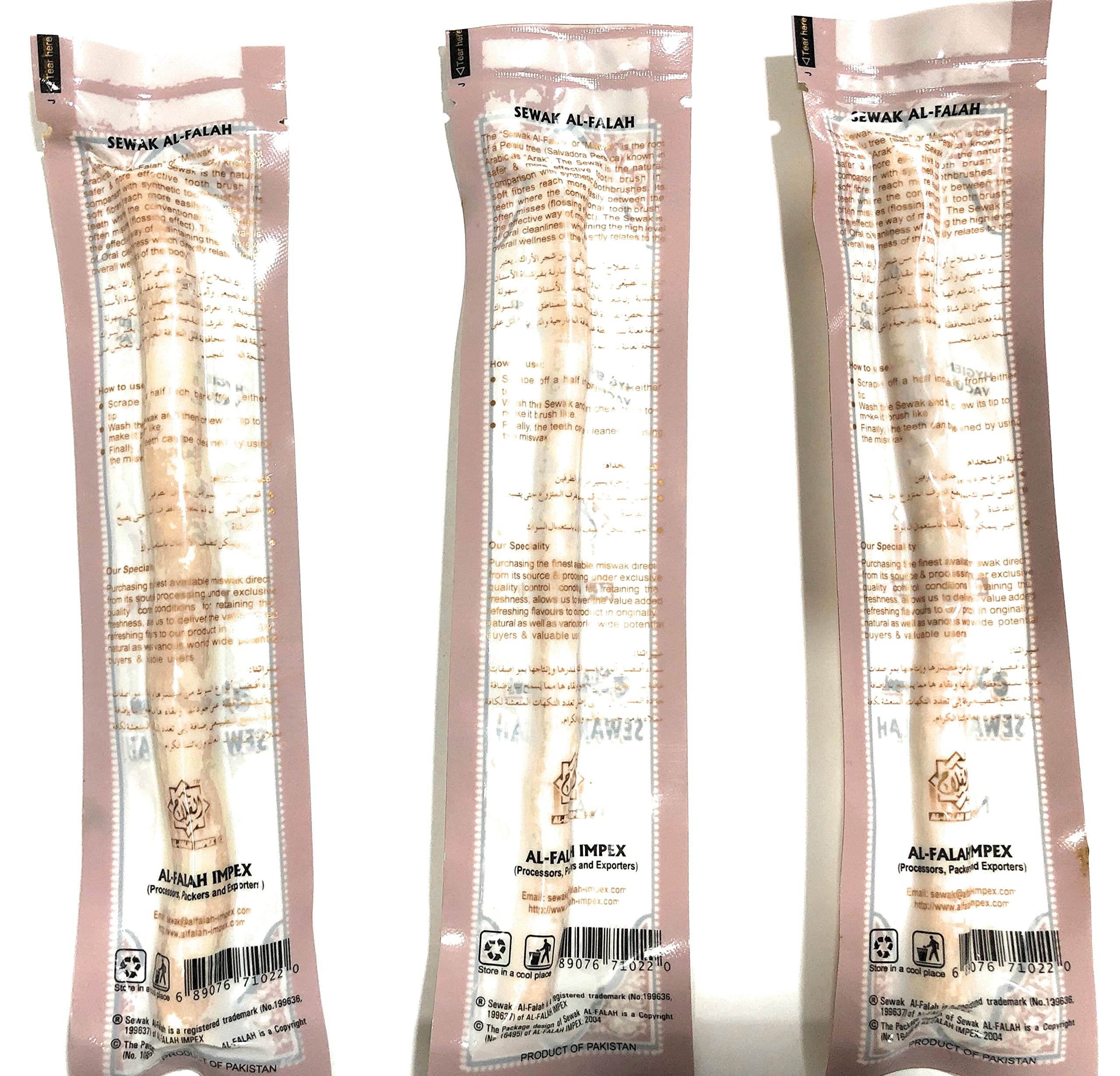 Miswak Stick - Sewak Al-Falah - Hygienically Processed and Vacuumed Packed - 1 Stick by Al-Falah Impex
