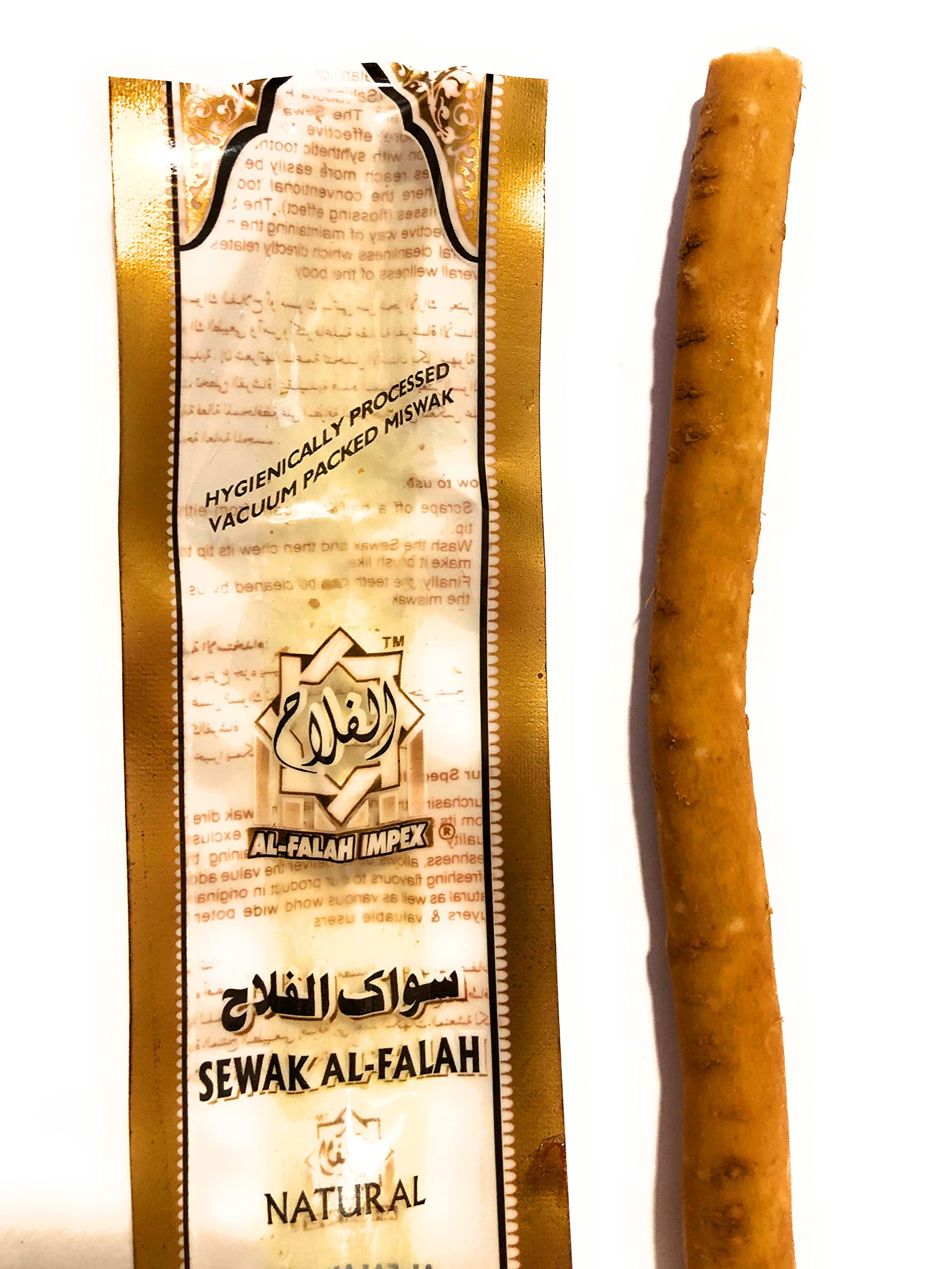Miswak Stick - Sewak Al-Falah - Hygienically Processed and Vacuumed Packed - 1 Stick by Al-Falah Impex