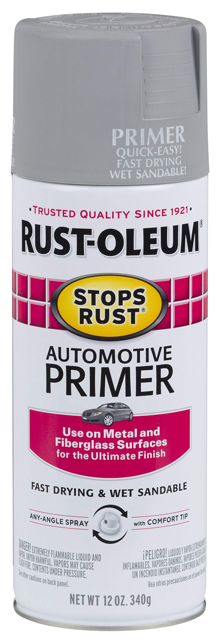 Rust-Oleum 2081830 Stops Rust Automotive Primer, 12 Ounce, Light Gray, 12 Fl Oz