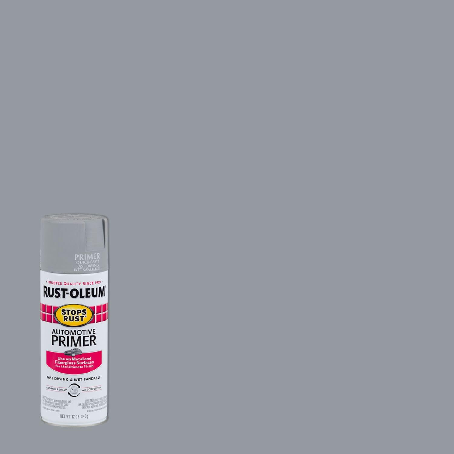 Rust-Oleum 2081830 Stops Rust Automotive Primer, 12 Ounce, Light Gray, 12 Fl Oz