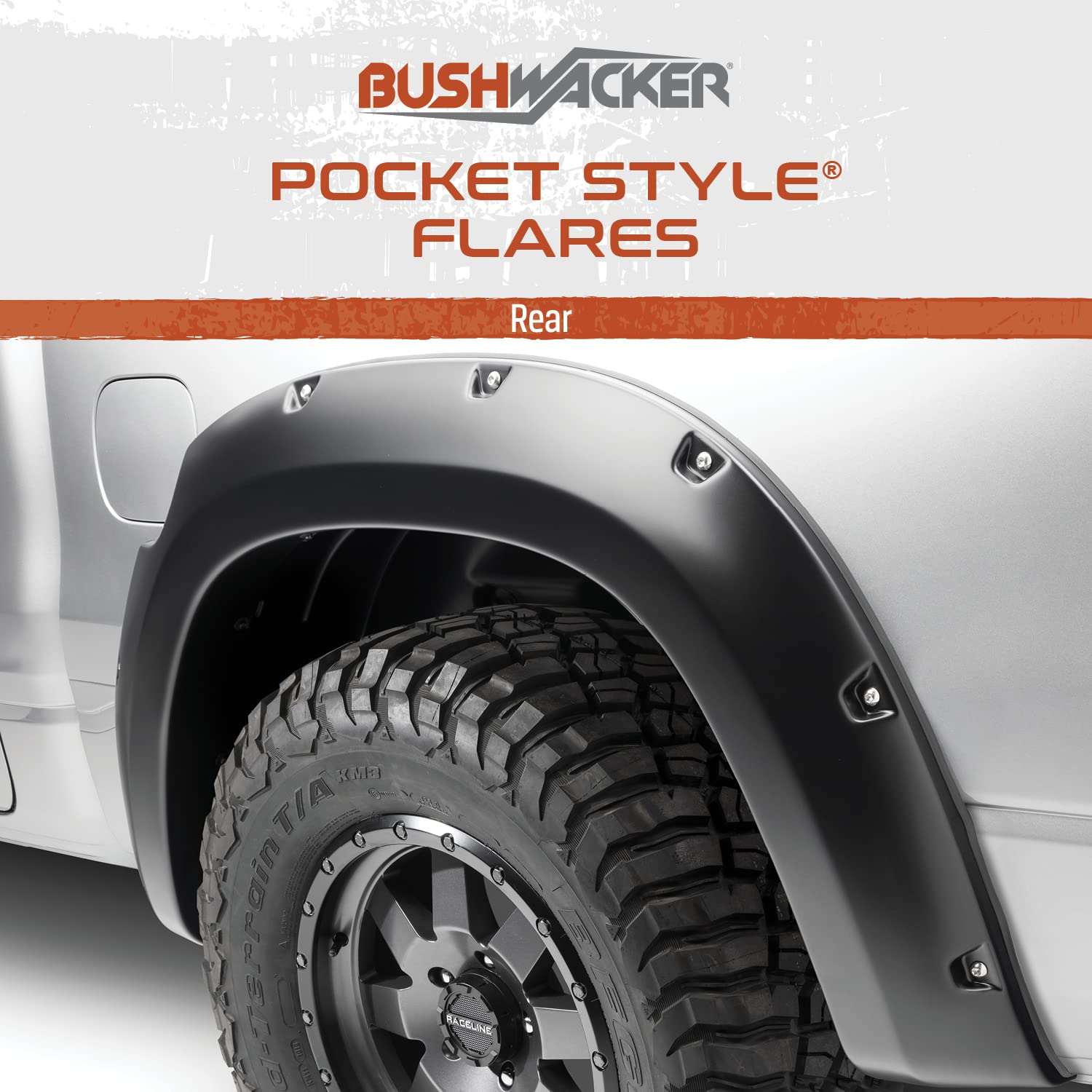 Bushwacker Pocket/Rivet Style Rear Fender Flares | 2-Piece Set, Black, Smooth Finish | 20054-02 | Fits 2004-2008 Ford F-150 Styleside