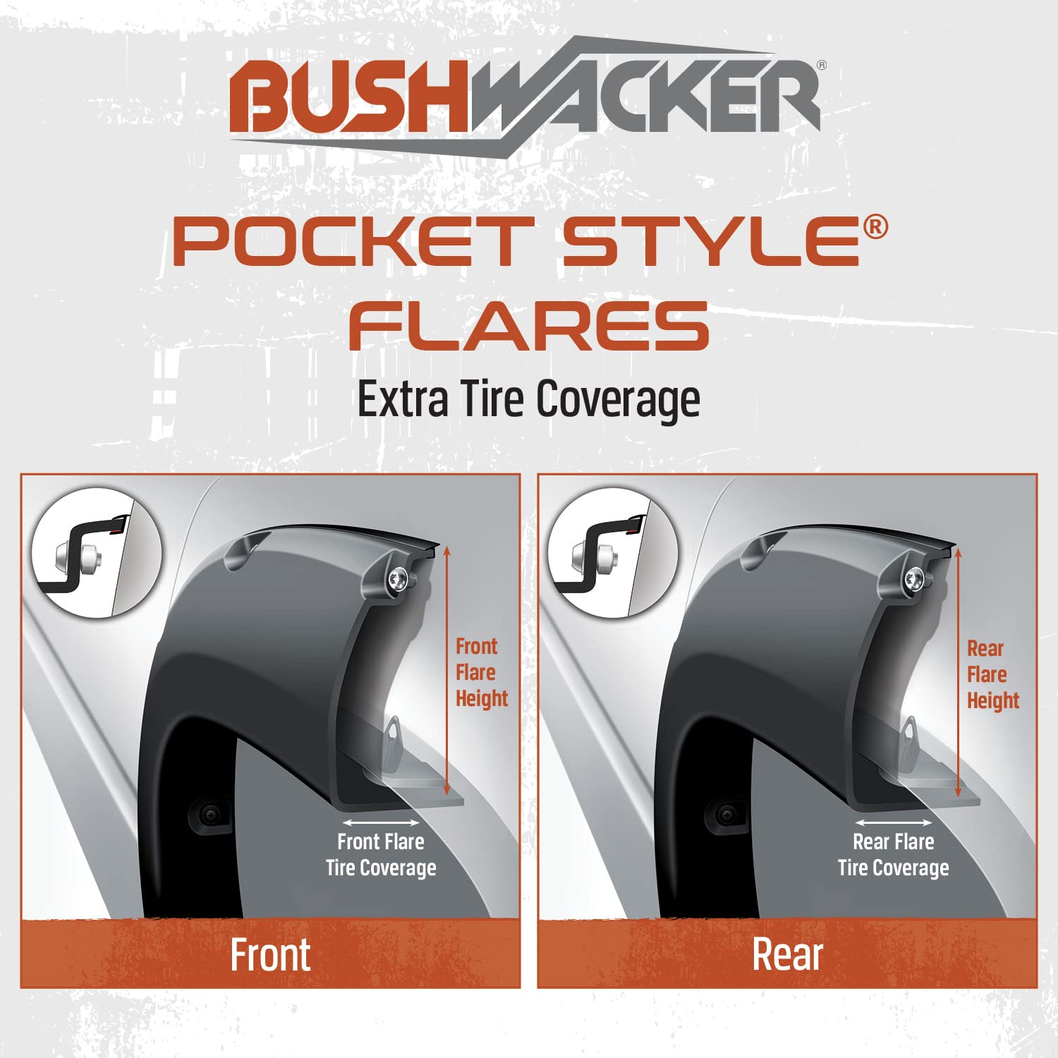 Bushwacker Pocket/Rivet Style Rear Fender Flares | 2-Piece Set, Black, Smooth Finish | 20054-02 | Fits 2004-2008 Ford F-150 Styleside