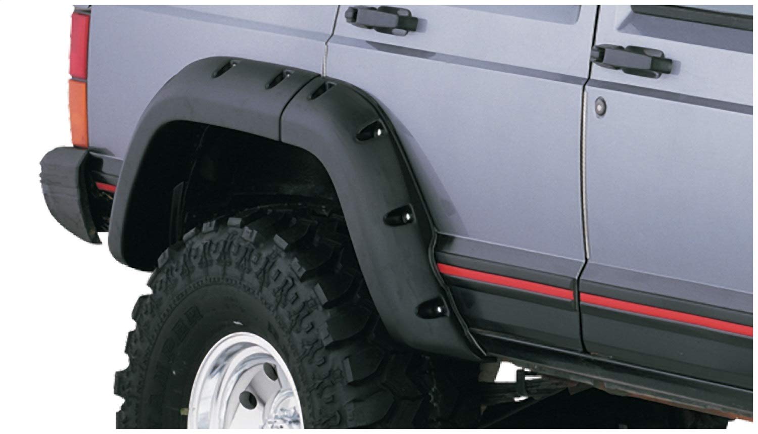 Bushwacker Jeep Cutout Pocket/Rivet Style Rear Fender Flares | 2-Piece Set, Black, Textured Finish | 10036-07 | Fits 1984-2001 Jeep Cherokee, 4-Door Sport