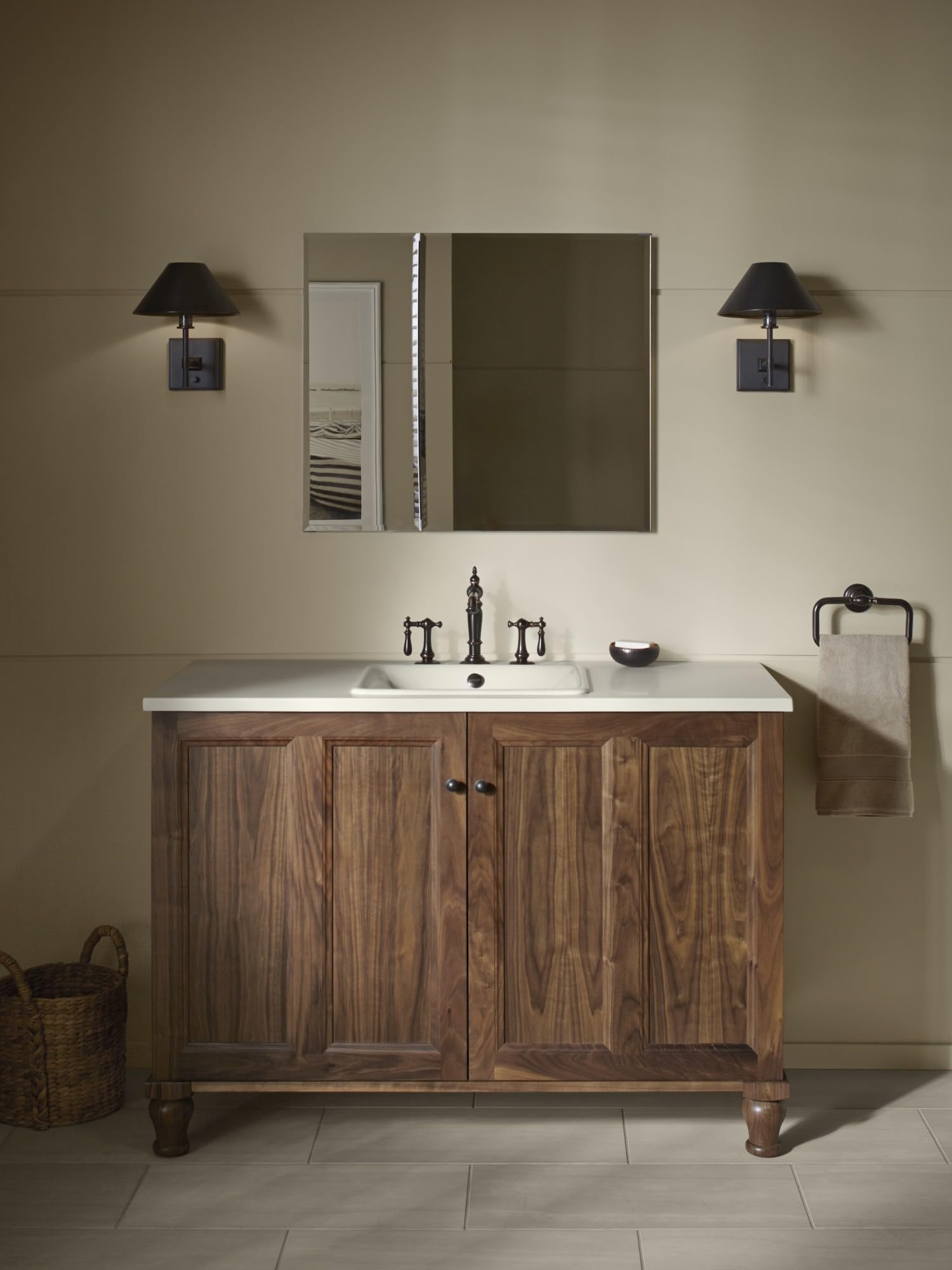 KOHLER CB-CLC3026FS CLC Flat 30" W x 26" H Two Medicine Cabinet with Mirrored Doors, Beveled Edges, 30x26x5 inches, Anodized Aluminum