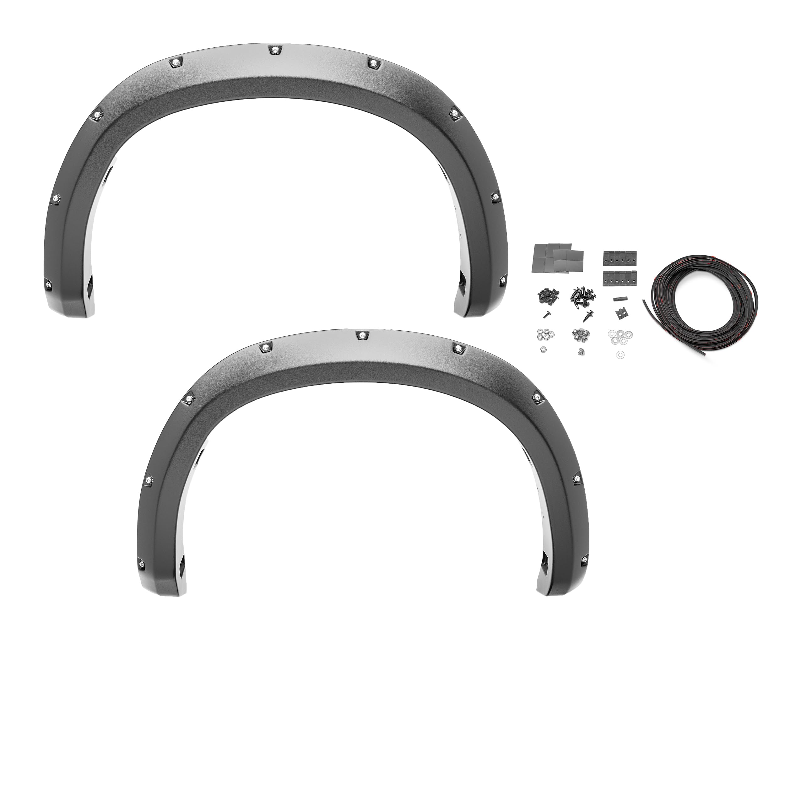 Bushwacker Pocket/Rivet Style Rear Fender Flares | 2-Piece Set, Black, Smooth Finish | 10030-07 | Fits 1997-2006 Jeep Wrangler TJ