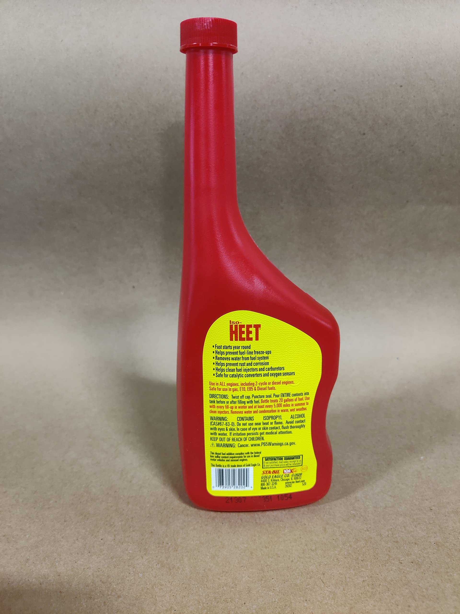 Iso-HEET Water Remover And Premium Fuel Line Antifreeze + Injector Cleaner - Helps Increase Gas Mileage - Improves Engine Performance - Year Round Performance, 12 fl. oz. (28202) , Red
