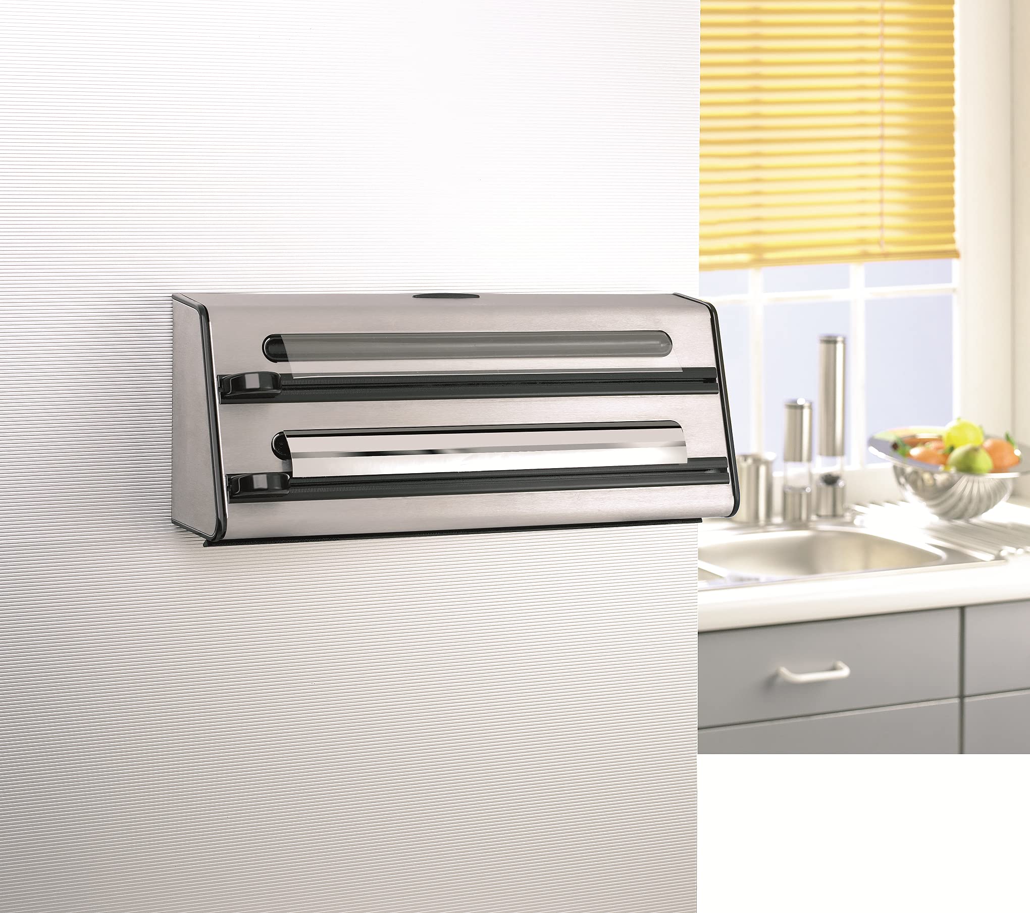 Emsa Triple Roll Dispenser Contura of Stainless Steel, Silver/Black