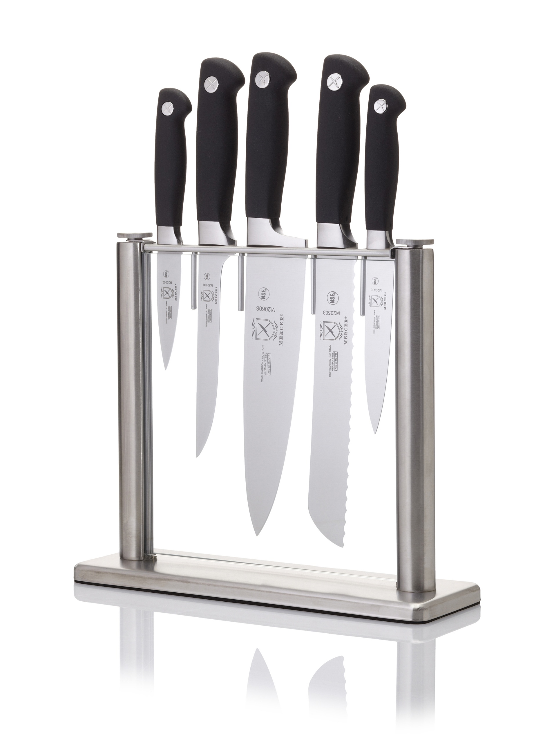 Mercer Culinary M20000 Genesis 6-Piece Forged Knife Block Set, Tempered Glass Block