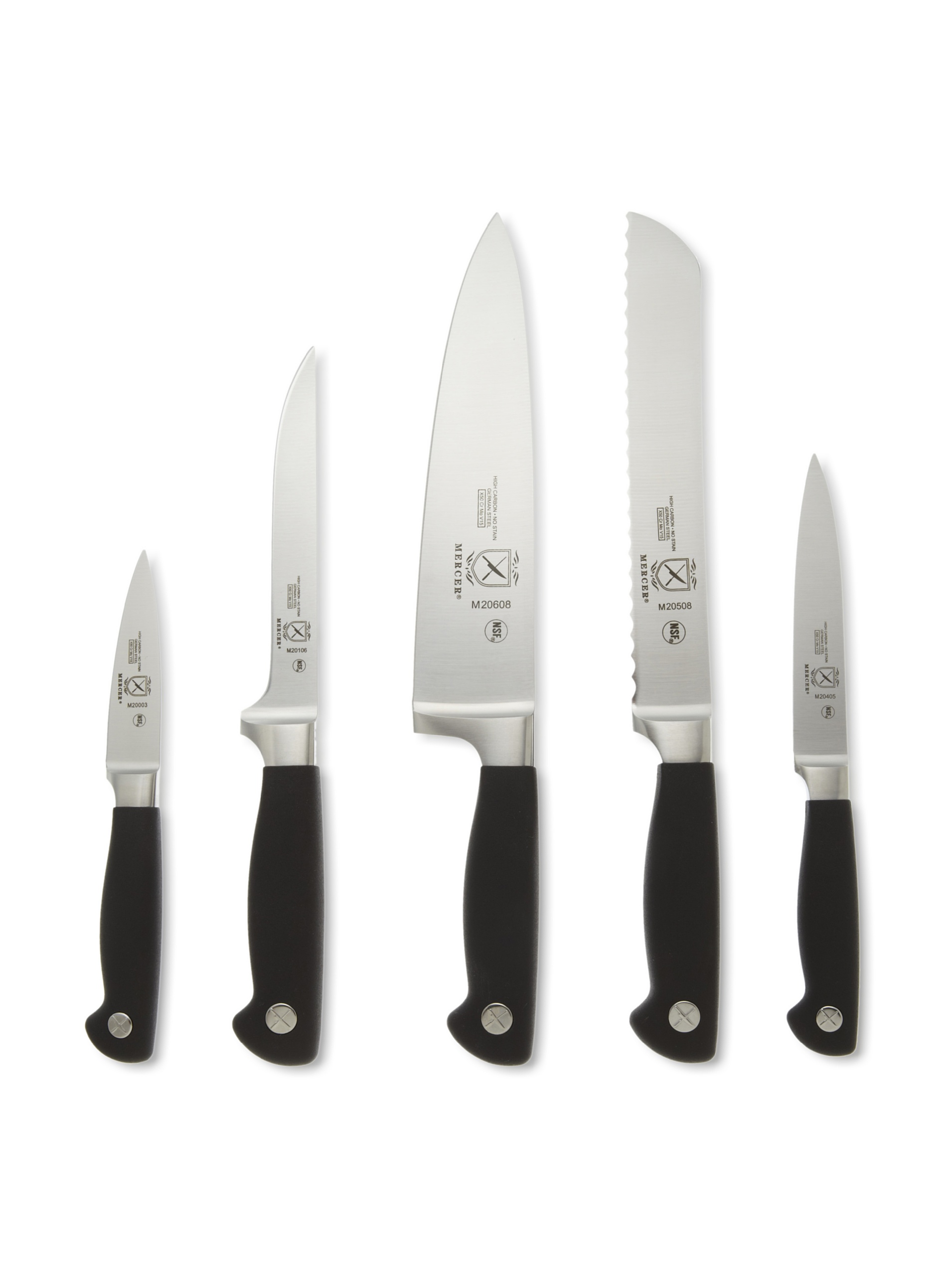 Mercer Culinary M20000 Genesis 6-Piece Forged Knife Block Set, Tempered Glass Block
