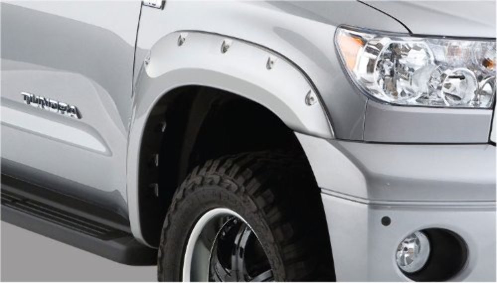 Bushwacker Pocket/Rivet Style Front Fender Flares | 2-Piece Set, Black, Smooth Finish | 30023-02 | Fits 2007-2013 Toyota Tundra
