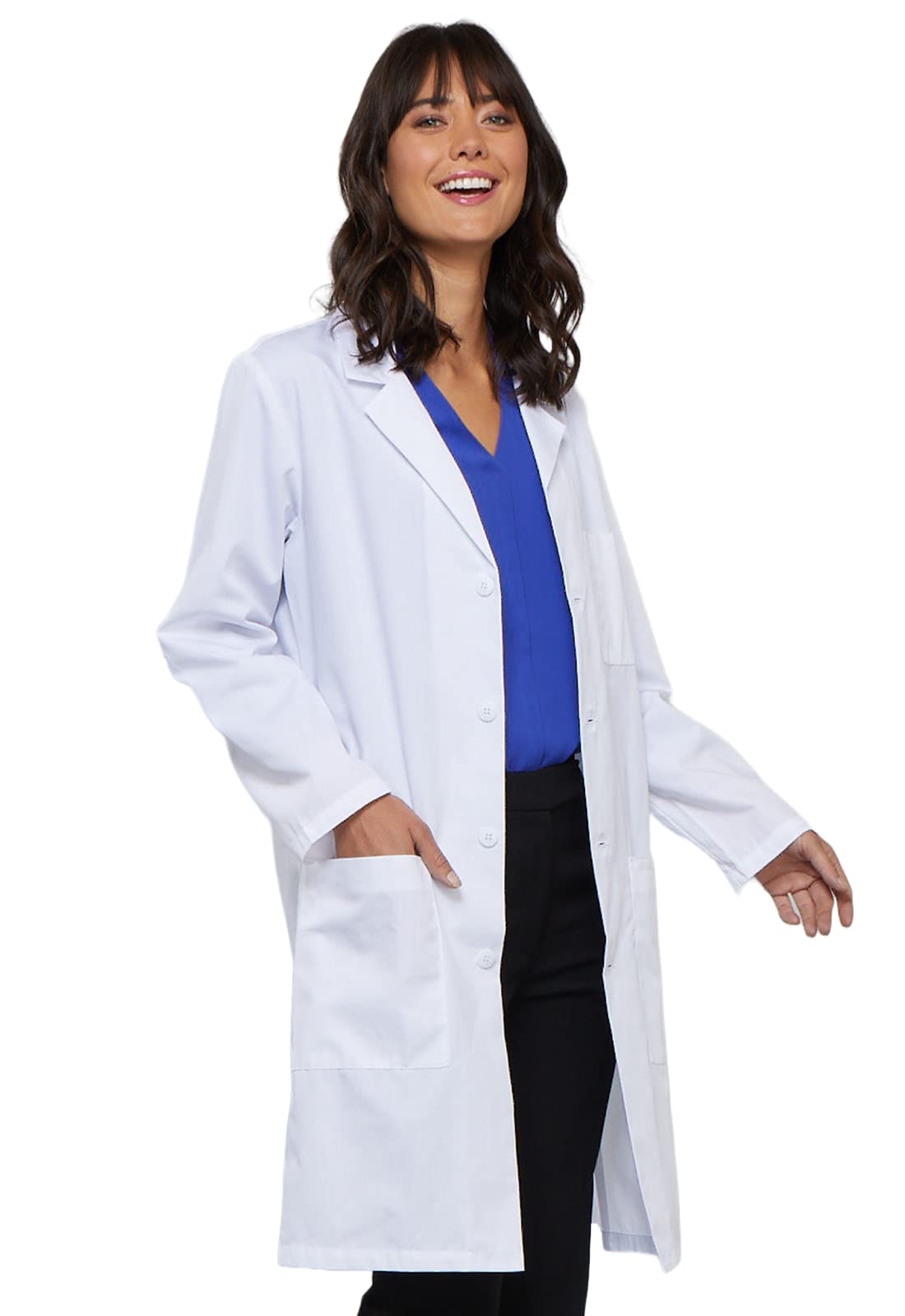 Cherokee 40 Inch Unisex Lab Coat, White, Medium