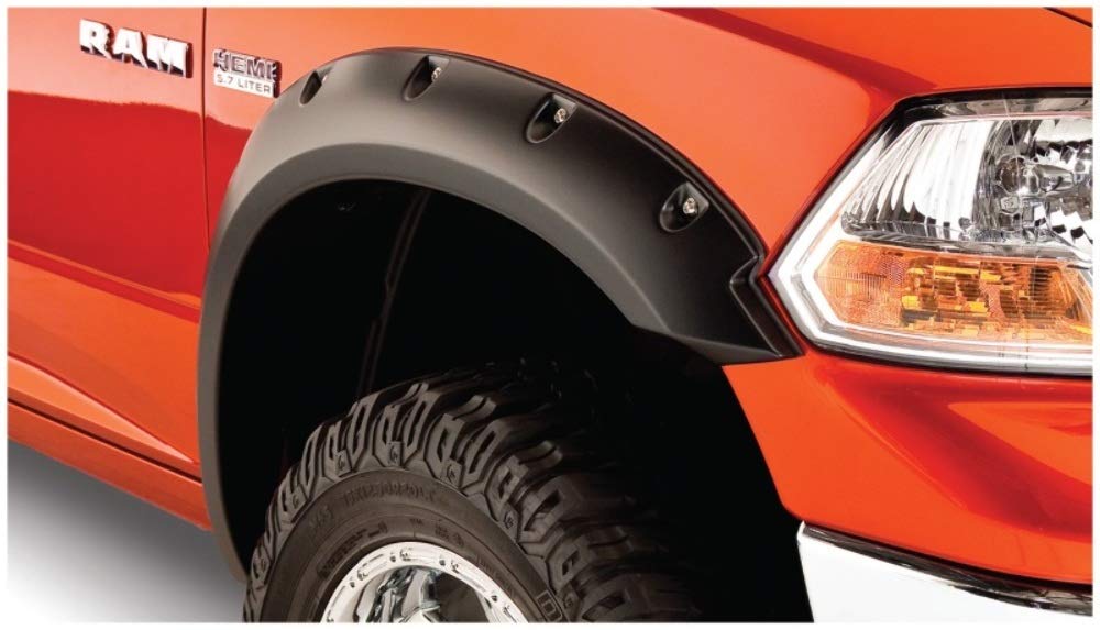 Bushwacker Pocket/Rivet Style Front Fender Flares | 2-Piece Set, Black, Smooth Finish | 50037-02 | Fits 2009-2018 Dodge Ram 1500; 2019-2022 Ram 1500 Classic (Excludes R/T & Rebel)