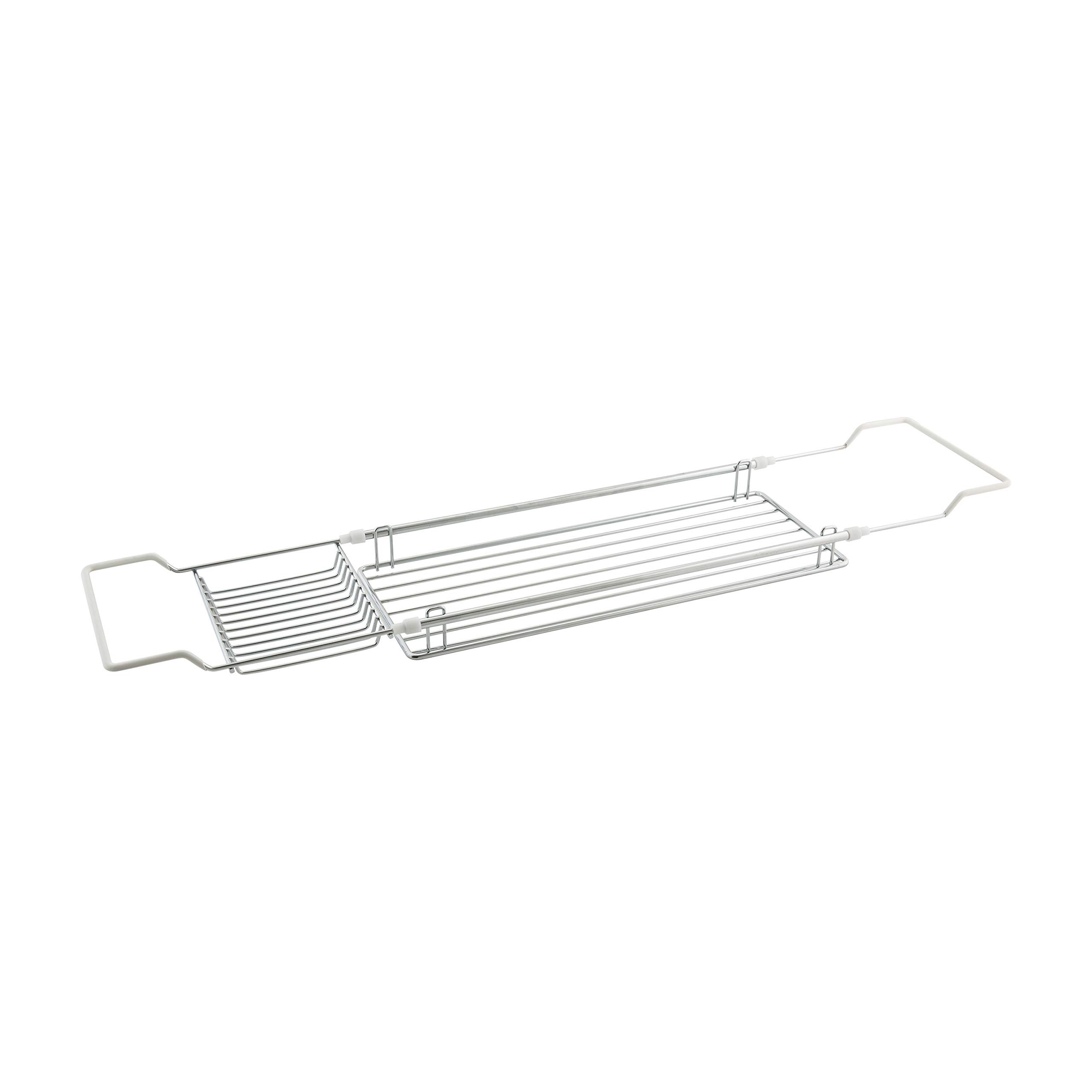 Organize It All Expandable Chrome Bathtub Caddy/Tray | Dimensions : 26.5-39 x 6 x 2.25 | Expandable | Bathroom Tub Organization | Chrome