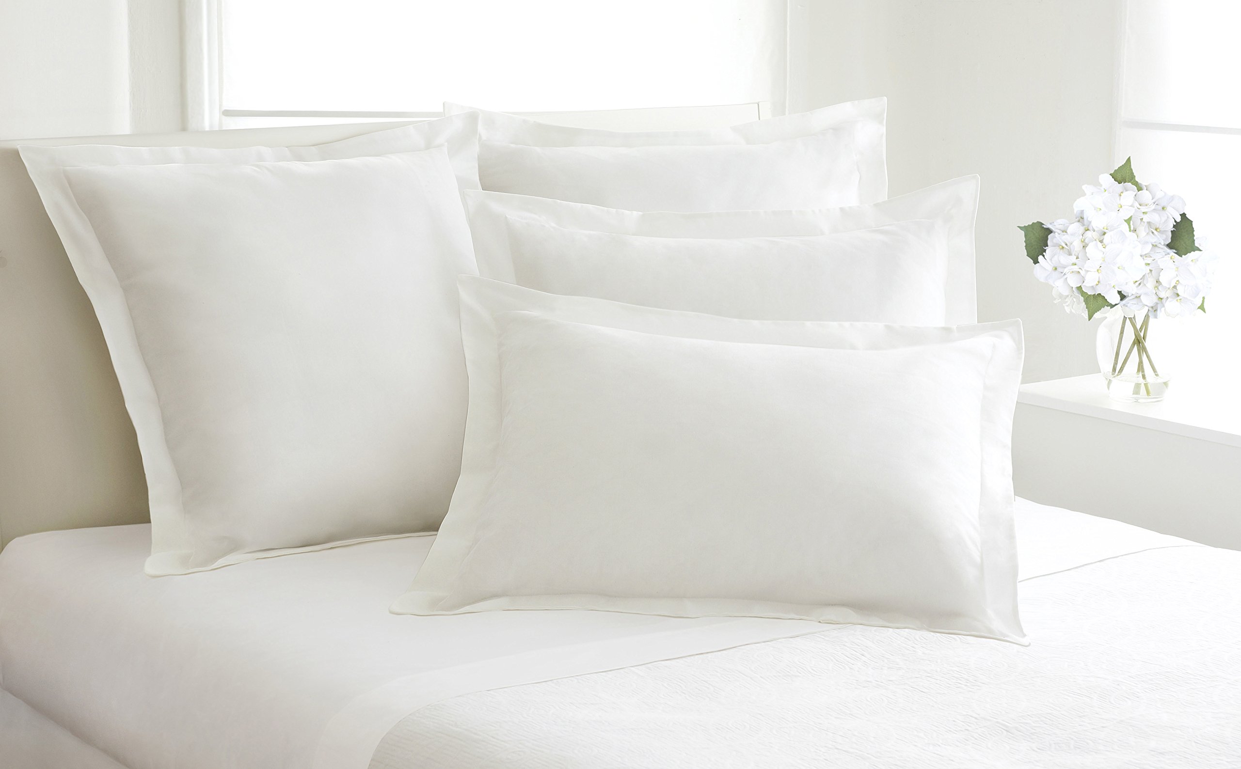 FRESH IDEAS Poplin Tailored Pillow Sham, Euro, White