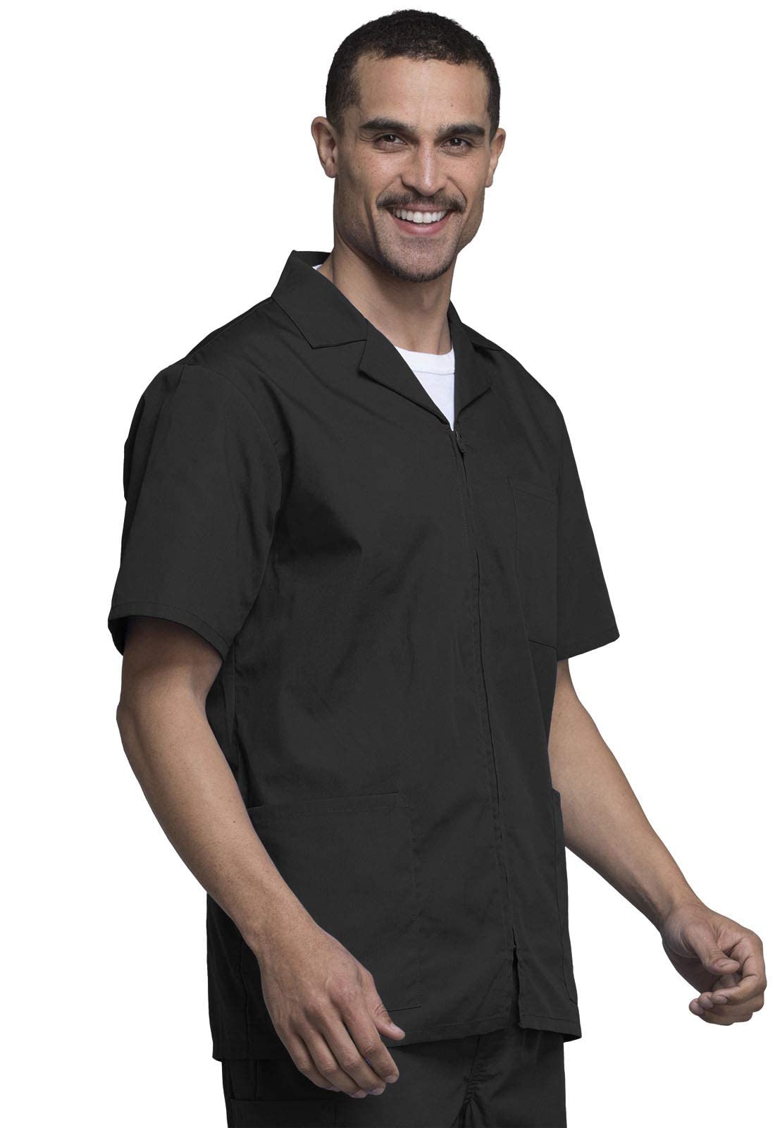 Cherokee Workwear Scrubs Men's Zip Front Jacket, Black, XX-Large
