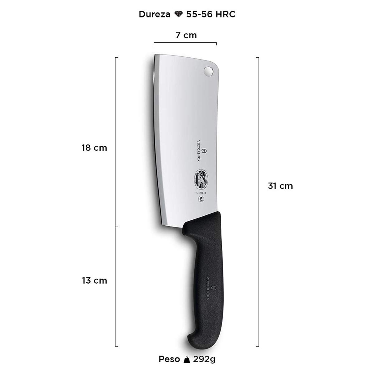 Victorinox 5.4003.18 Pro Kitchen Cleaver with 7.1 Inch Blade and Black Fibrox Handle