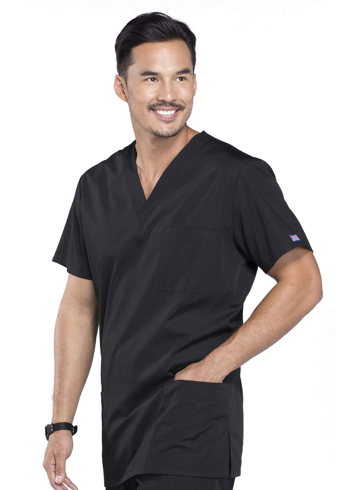 Cherokee Originals Unisex V-Neck Scrubs Shirt, Black, Medium