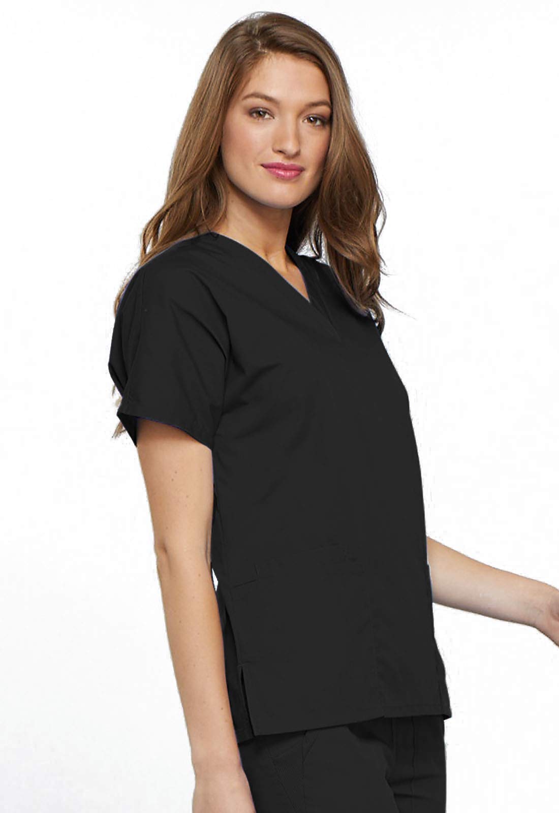 Cherokee womens V Neck medical scrubs shirts, Black, X-Large US