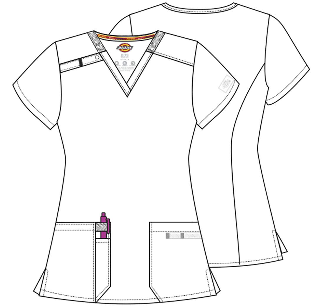 Dickies EDS Essentials Scrubs, V-Neck Womens Tops with Four-Way Stretch and Moisture Wicking DK615, M, Hot Pink