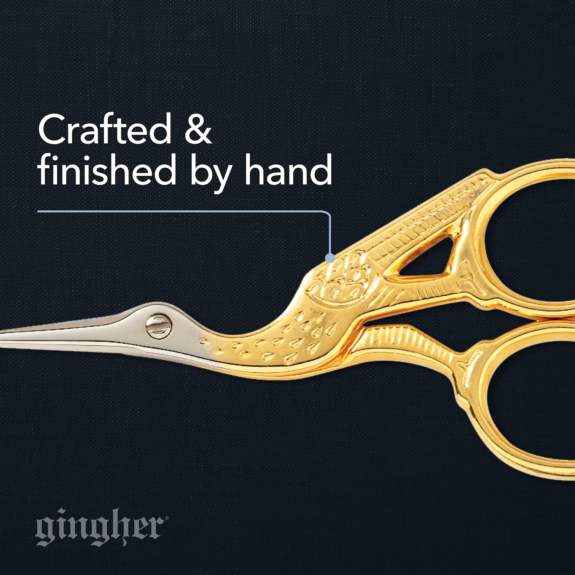 Gingher 01-005280 Stork Embroidery Scissors, 3.5 Inch, Gold