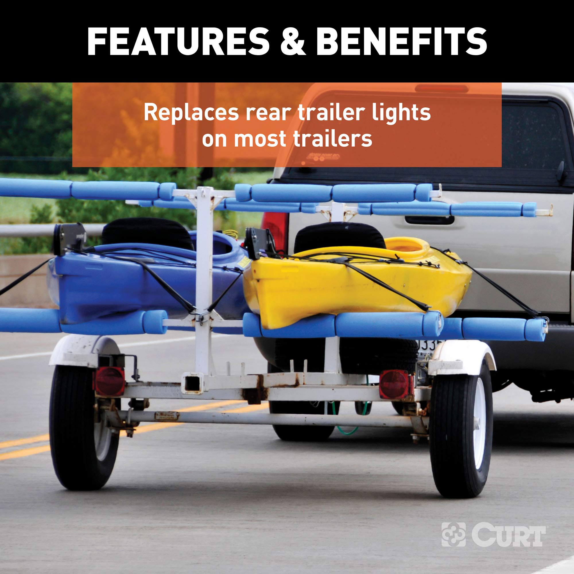 CURT 53440 Passenger-Side Combination Replacement Trailer Light, Stop Tail Turn