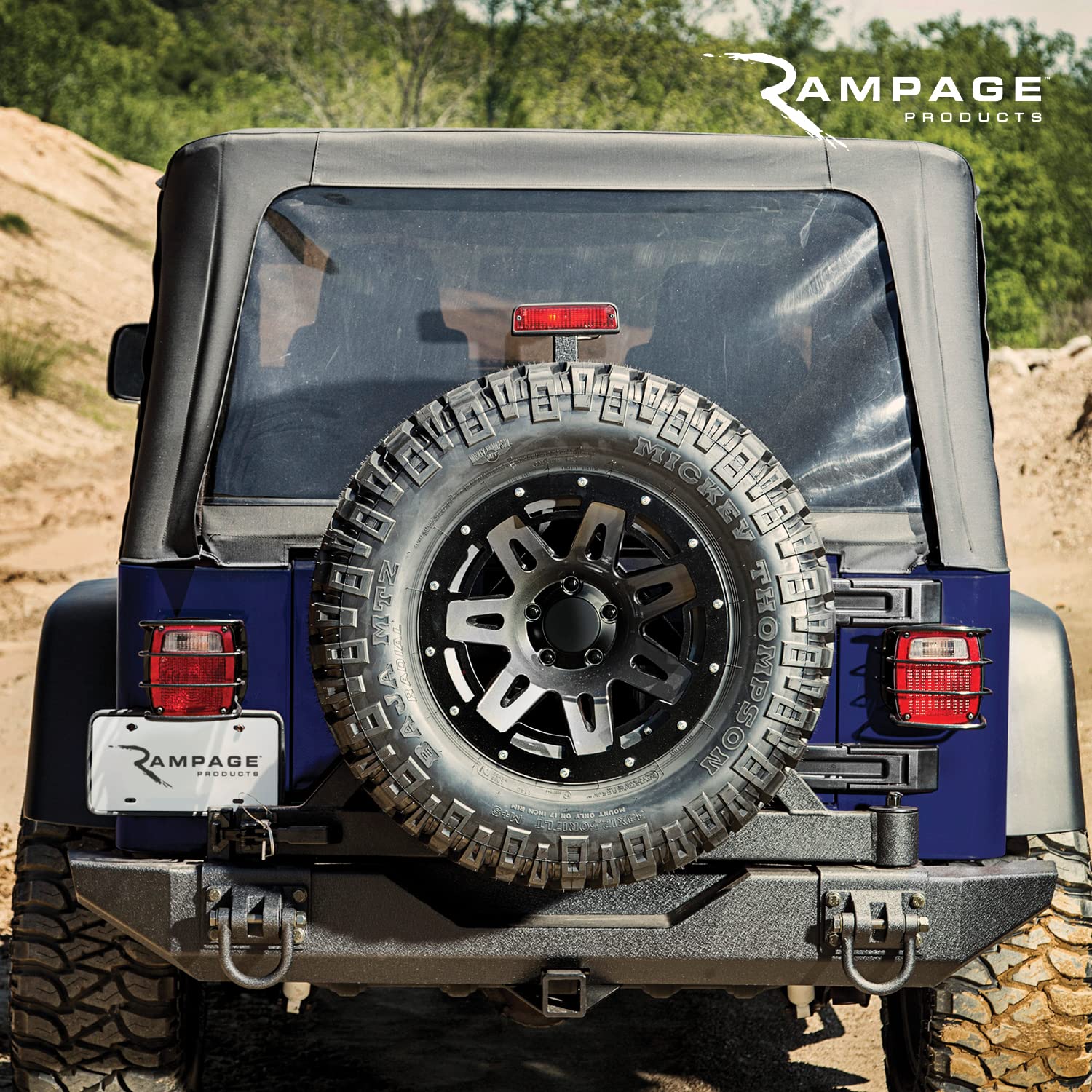 Rampage Factory Replacement Soft Top | Vinyl, Black Denim with Clear Windows | 98815 | Fits 1995 - 1998 Suzuki Sidekick/Geo Tracker