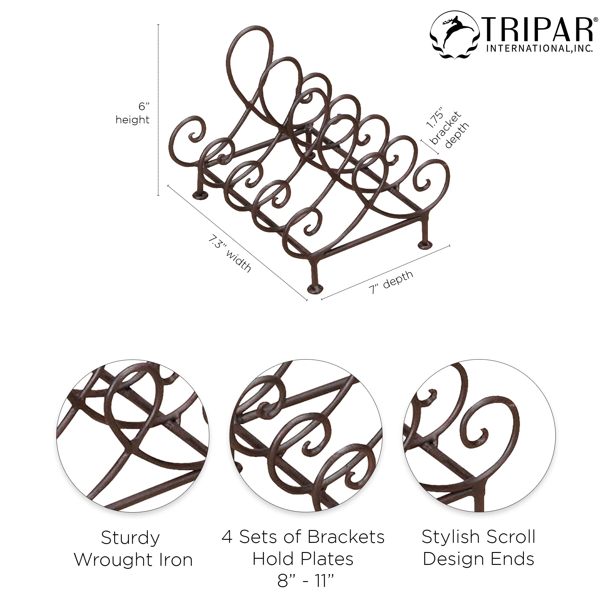 TRIPAR Baldwin 4 Place Plate Holder Kitchen Organizers and Storage