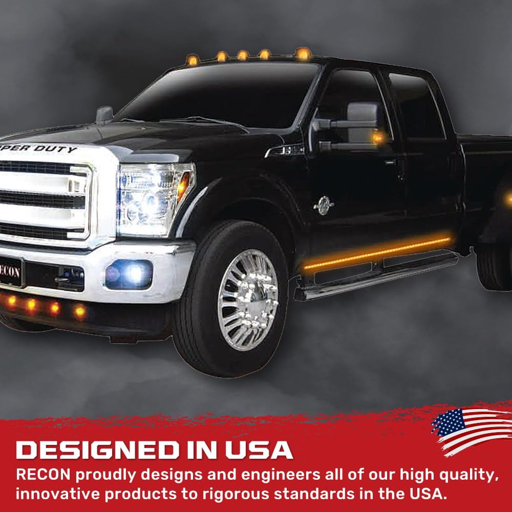 Recon 26414 62" Big RIG LED Side Mounted Running Light Kit in Amber - Fits All Extended & Quad Cab Trucks