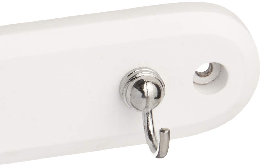 Spectrum, Modern Entryway Organizer & Wall Décor Diversified Four Key Rack, Wood Hooks, 4, White/Chrome