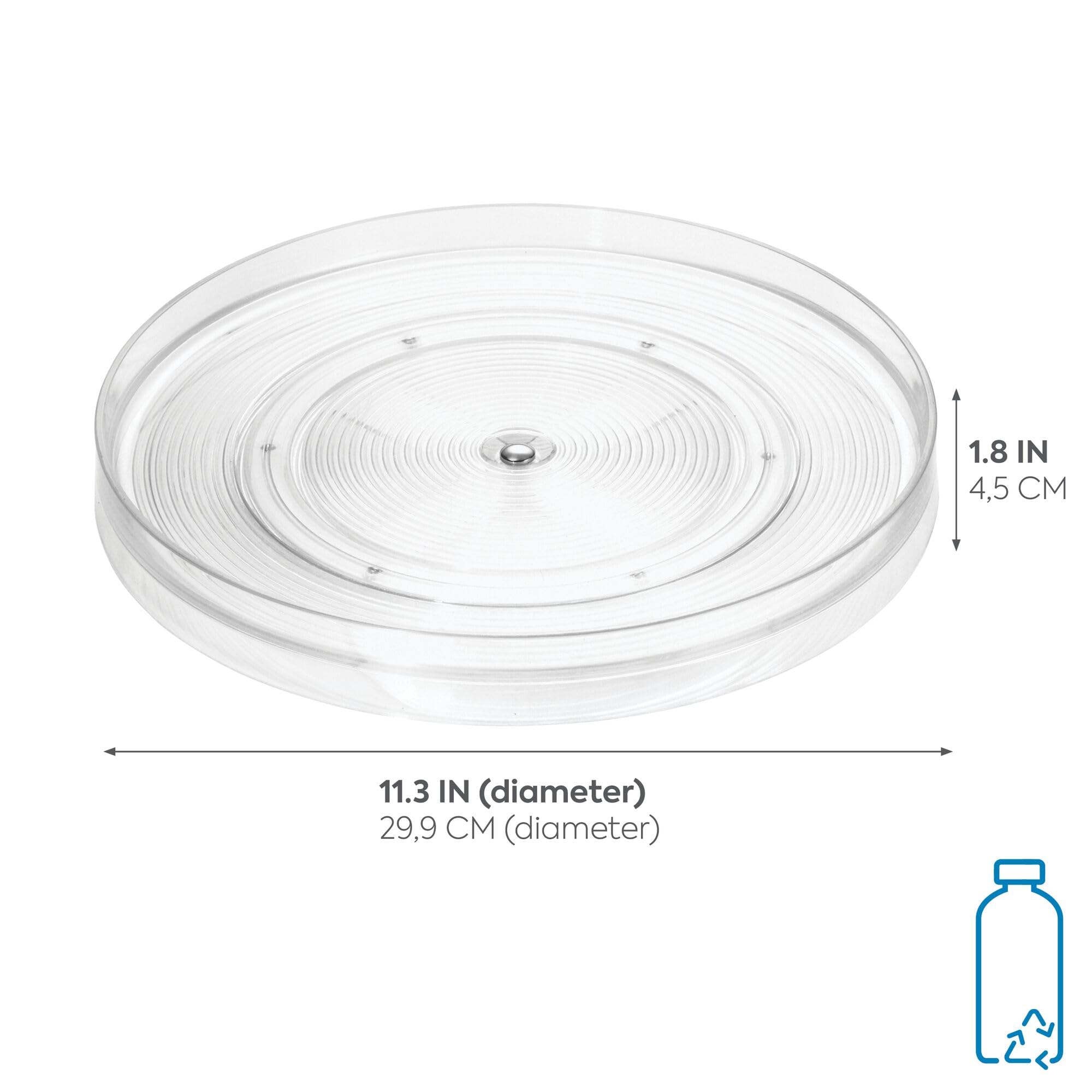 iDesign Linus Turntable Kitchen, Organization for Pantry, Countertop, Shelf, Table, Vanity, Bathroom, 11" Inch, Clear