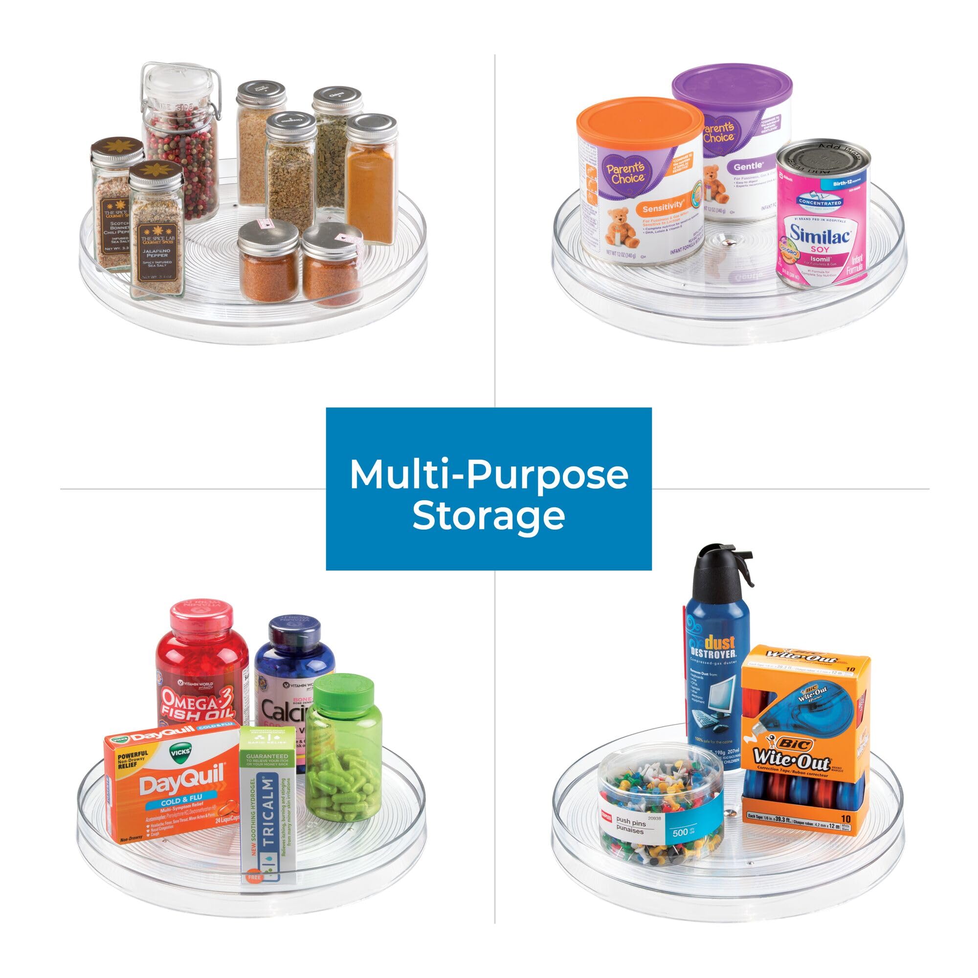 iDesign Linus Turntable Kitchen, Organization for Pantry, Countertop, Shelf, Table, Vanity, Bathroom, 11" Inch, Clear