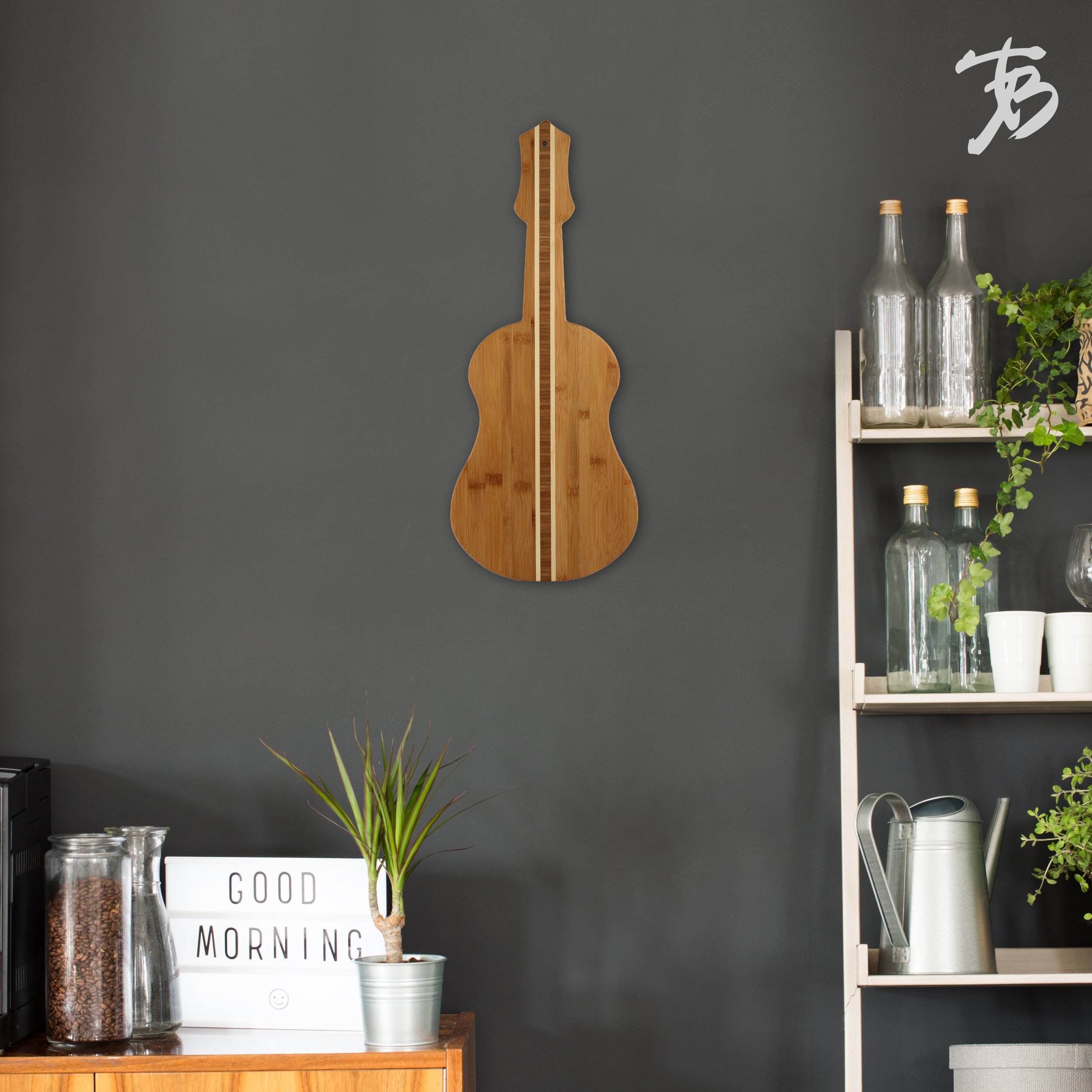 Totally Bamboo Ukulele Shaped Bamboo Serving Board, 22" by 9"