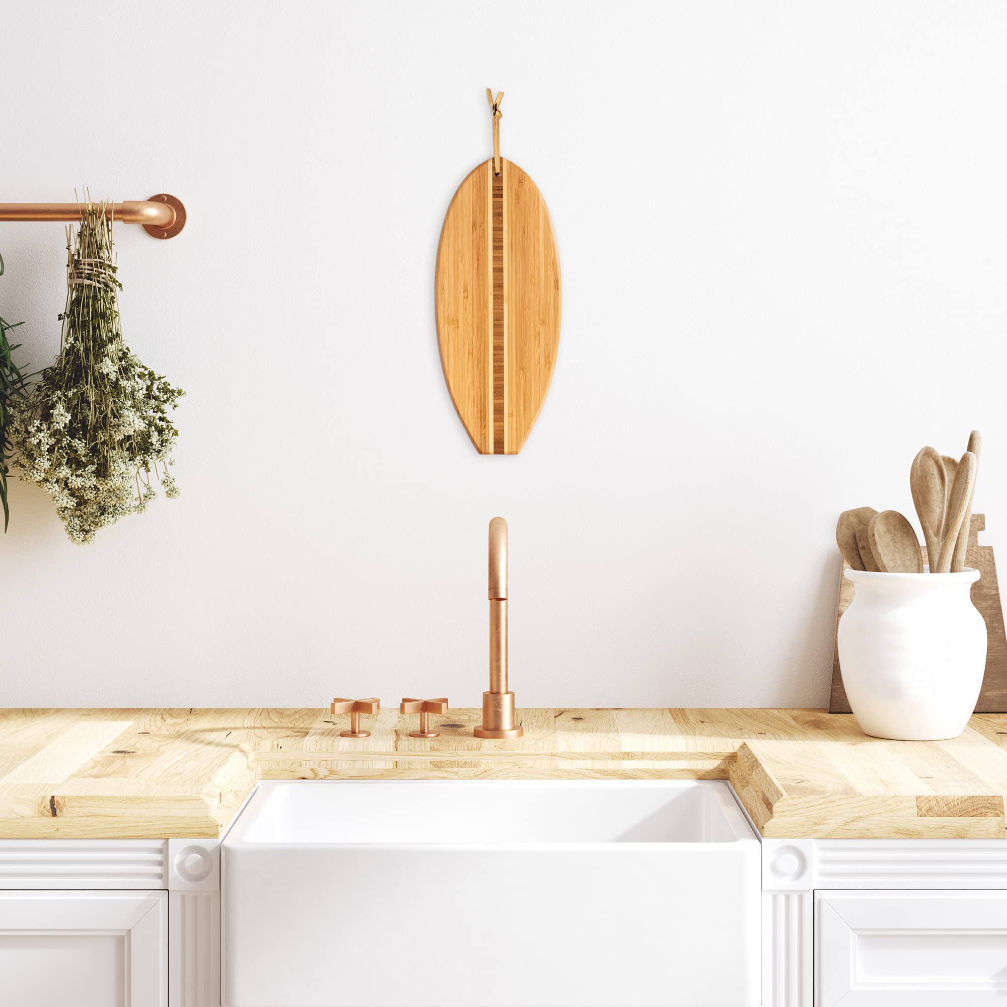 Totally Bamboo Lil' Surfer Surfboard Shaped Bamboo Serving and Cutting Board, 14-1/2" x 6", Brown