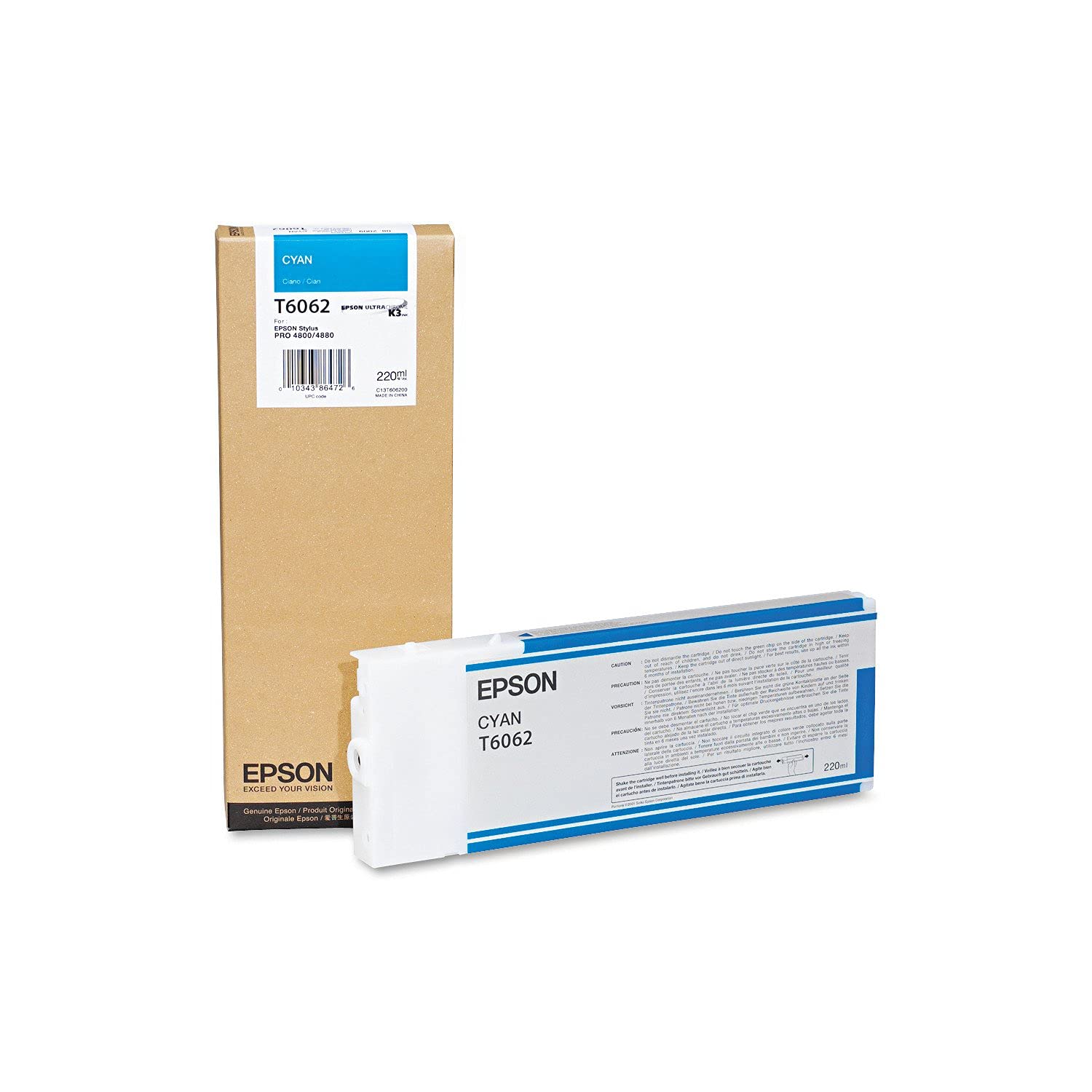 Epson UltraChrome K3 Ink Cartridge - 220ml Cyan (T606200)