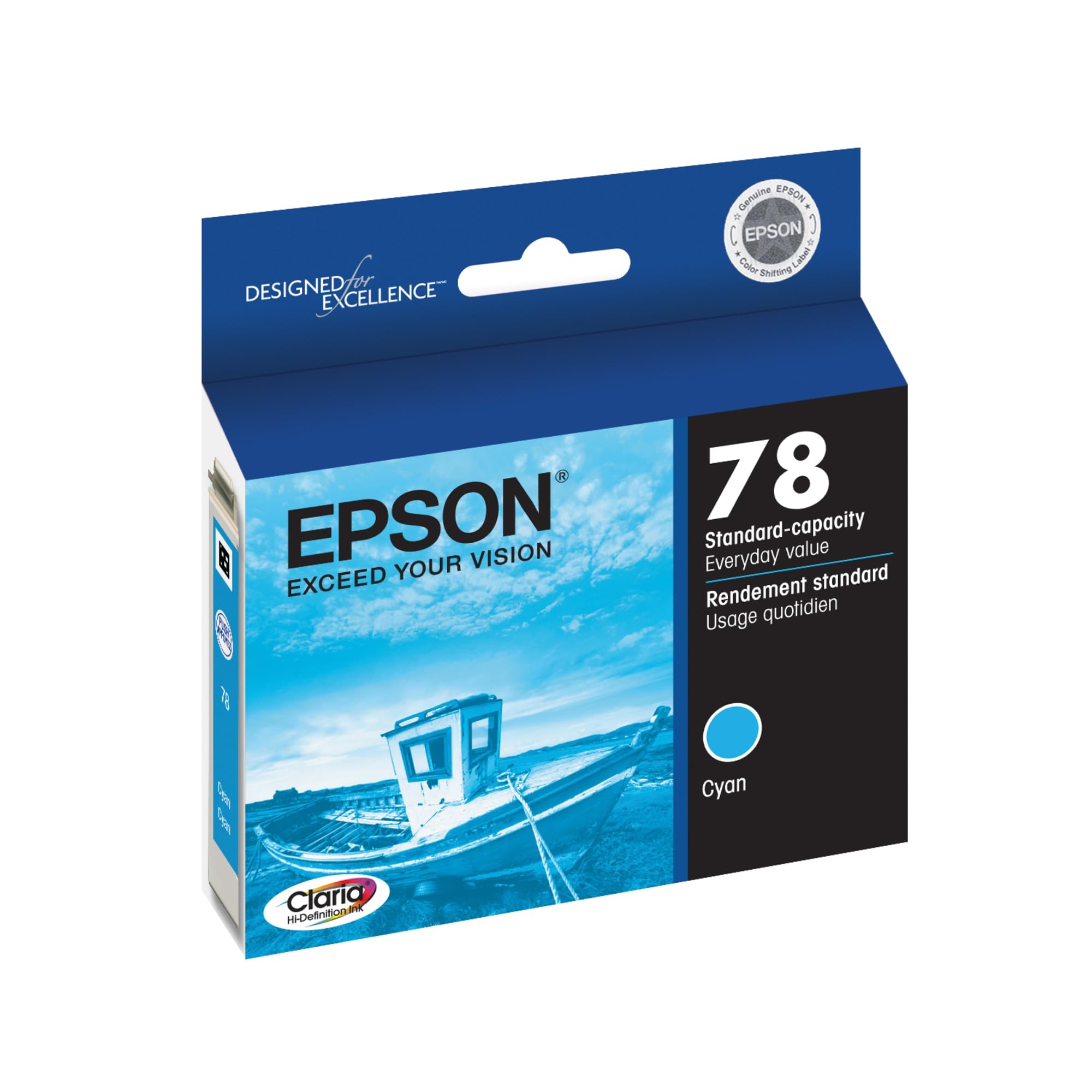 EPSON T078 Claria Hi-Definition -Ink Standard Capacity Cyan -Cartridge (T078220) for select Epson Artisan Photo Printers