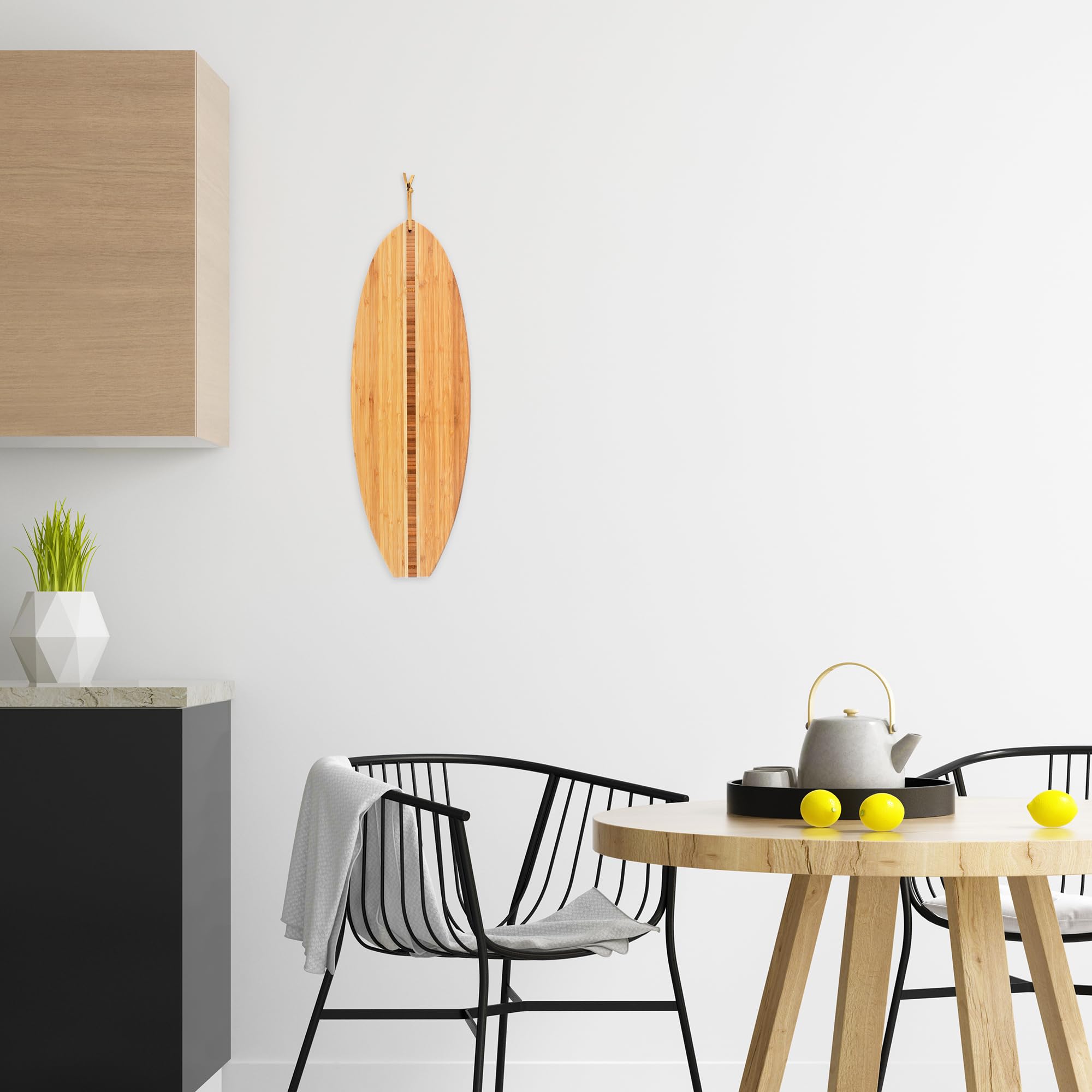 Totally Bamboo Surfboard Shaped Bamboo Wood Cutting Board and Charcuterie Serving Board, 23" x 7-1/2"