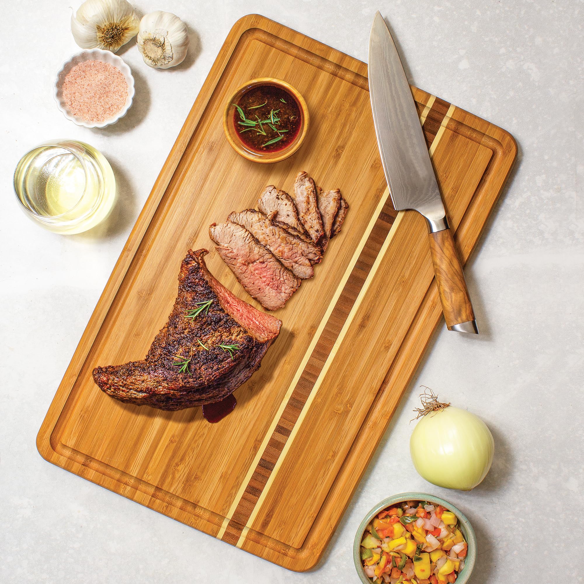 Totally Bamboo 20-5/8" x 12-1/2" Dominica Large Cutting Board with Juice Groove