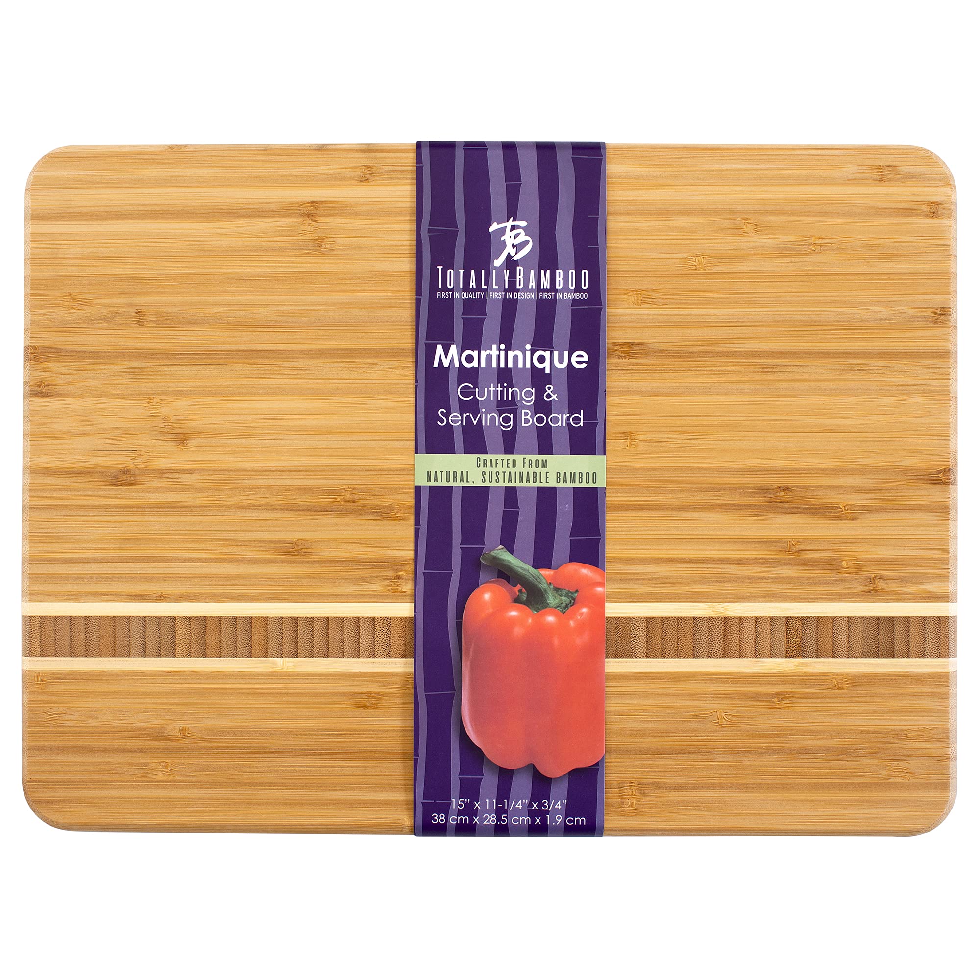 Totally Bamboo Martinique Bamboo Serving and Cutting Board, 15" x 11"