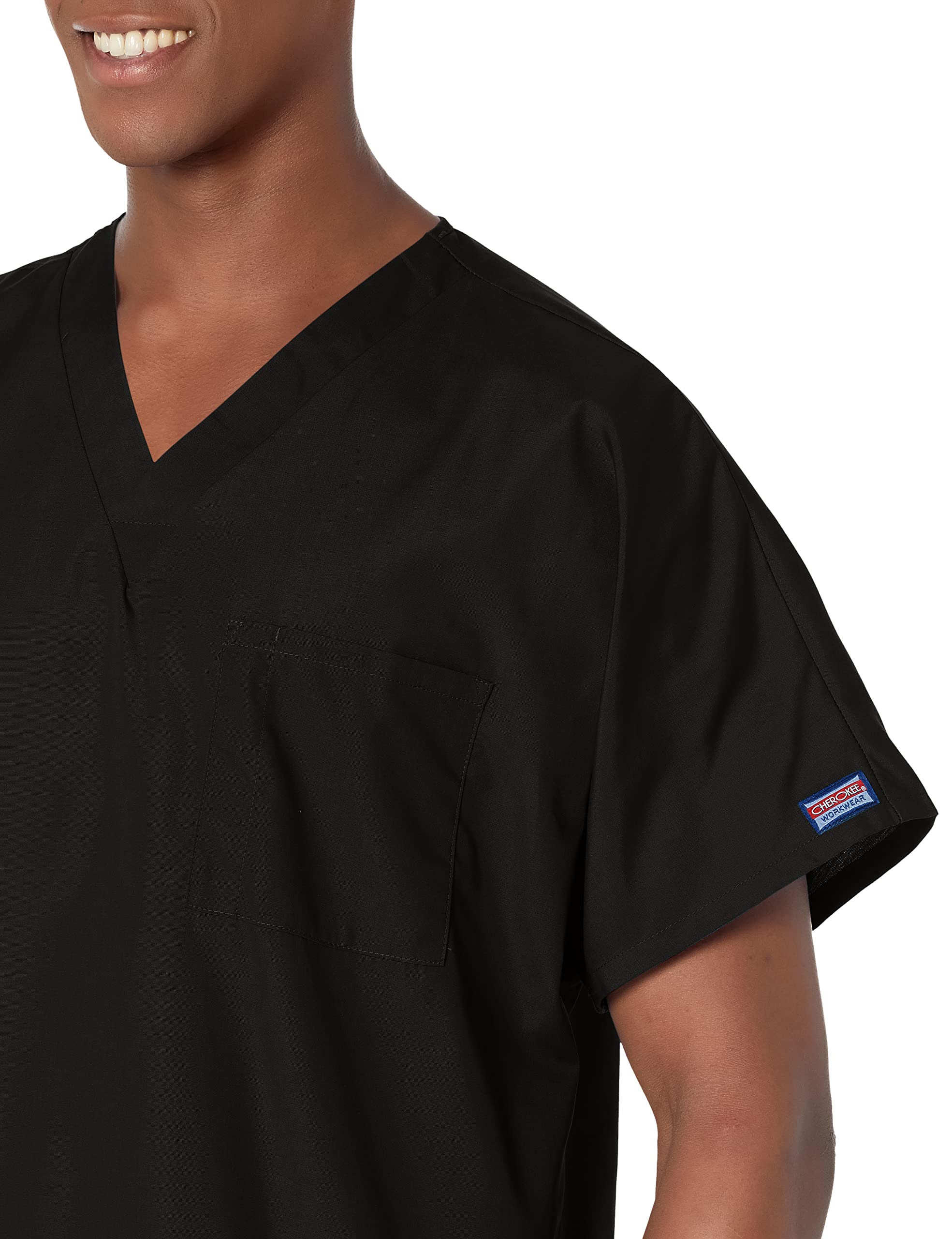 Cherokee Originals Unisex V-Neck Scrubs Shirt, Black, Large