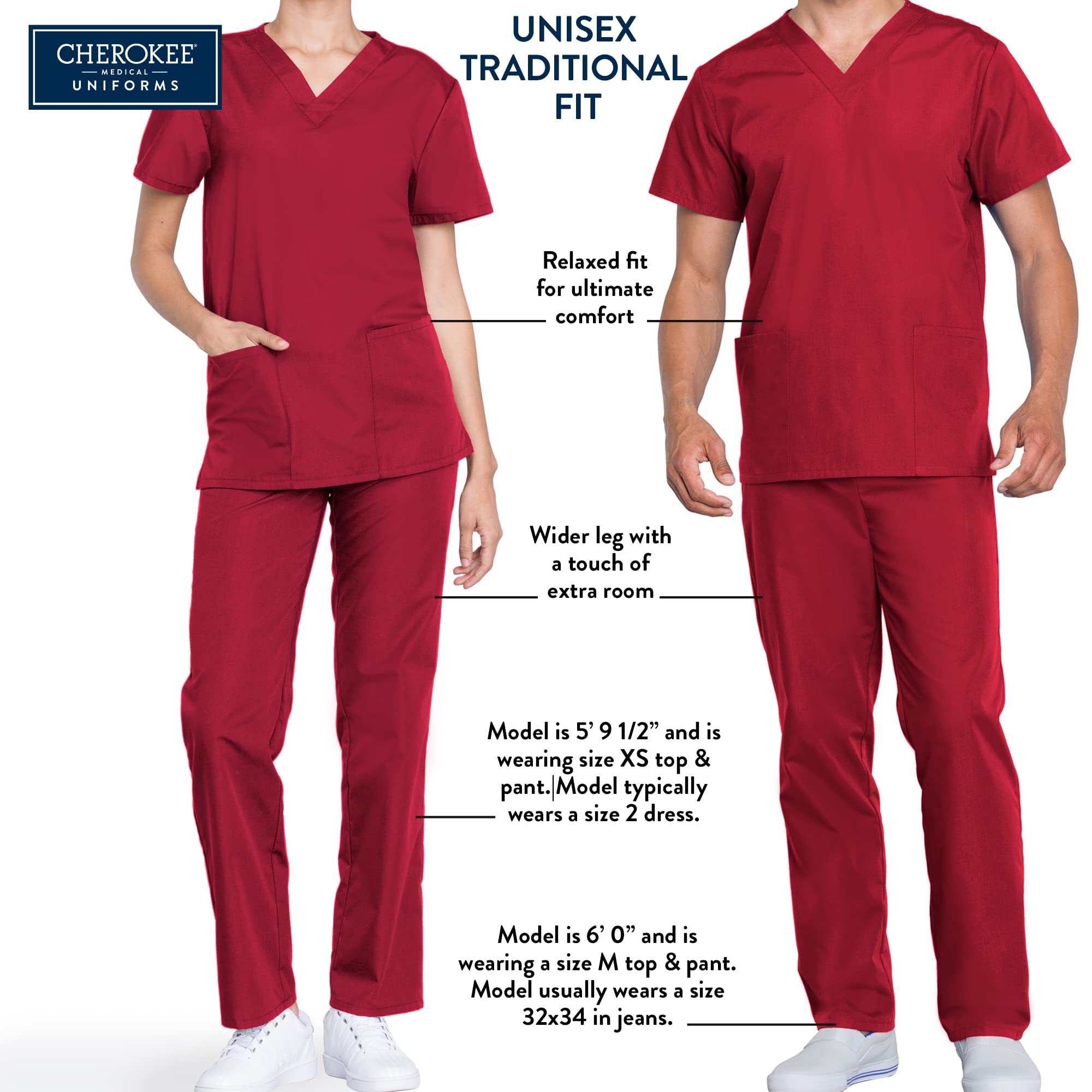 Cherokee Originals Unisex V-Neck Scrubs Shirt, Black, Large