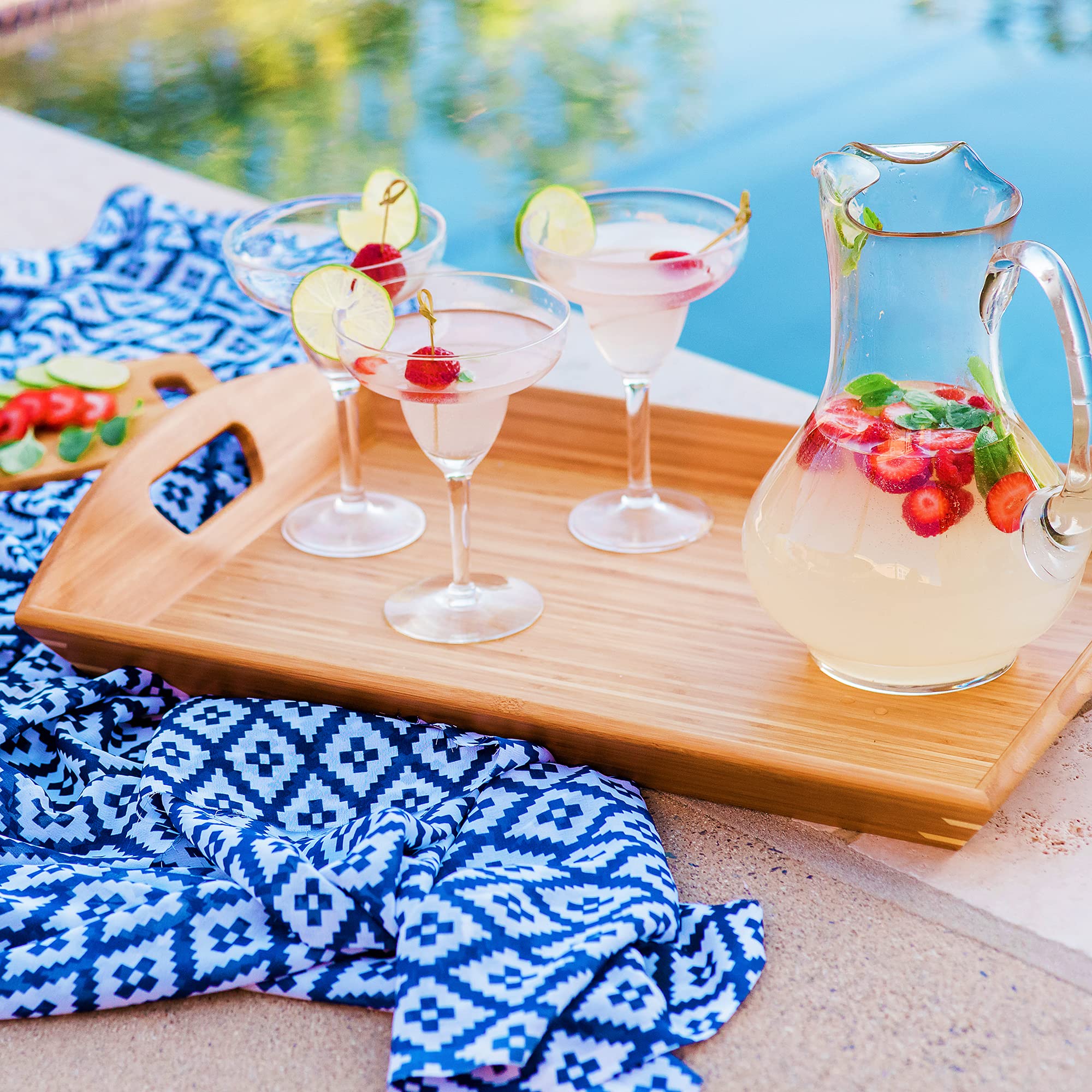 Totally Bamboo Butler's Serving Tray with Handles, Decorative Tray for Ottoman or Coffee Table, 23" x 15