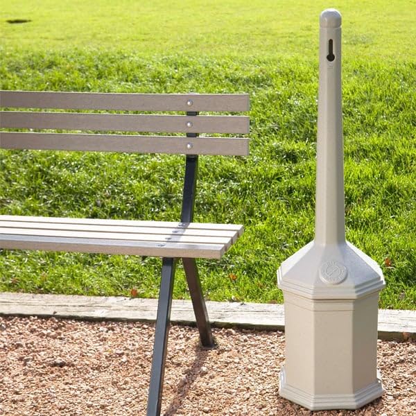 Commercial Zone 710302 Smoker’s Outpost Site Saver Hexagon Shape Cigarette Collector Receptacle Container, Beige