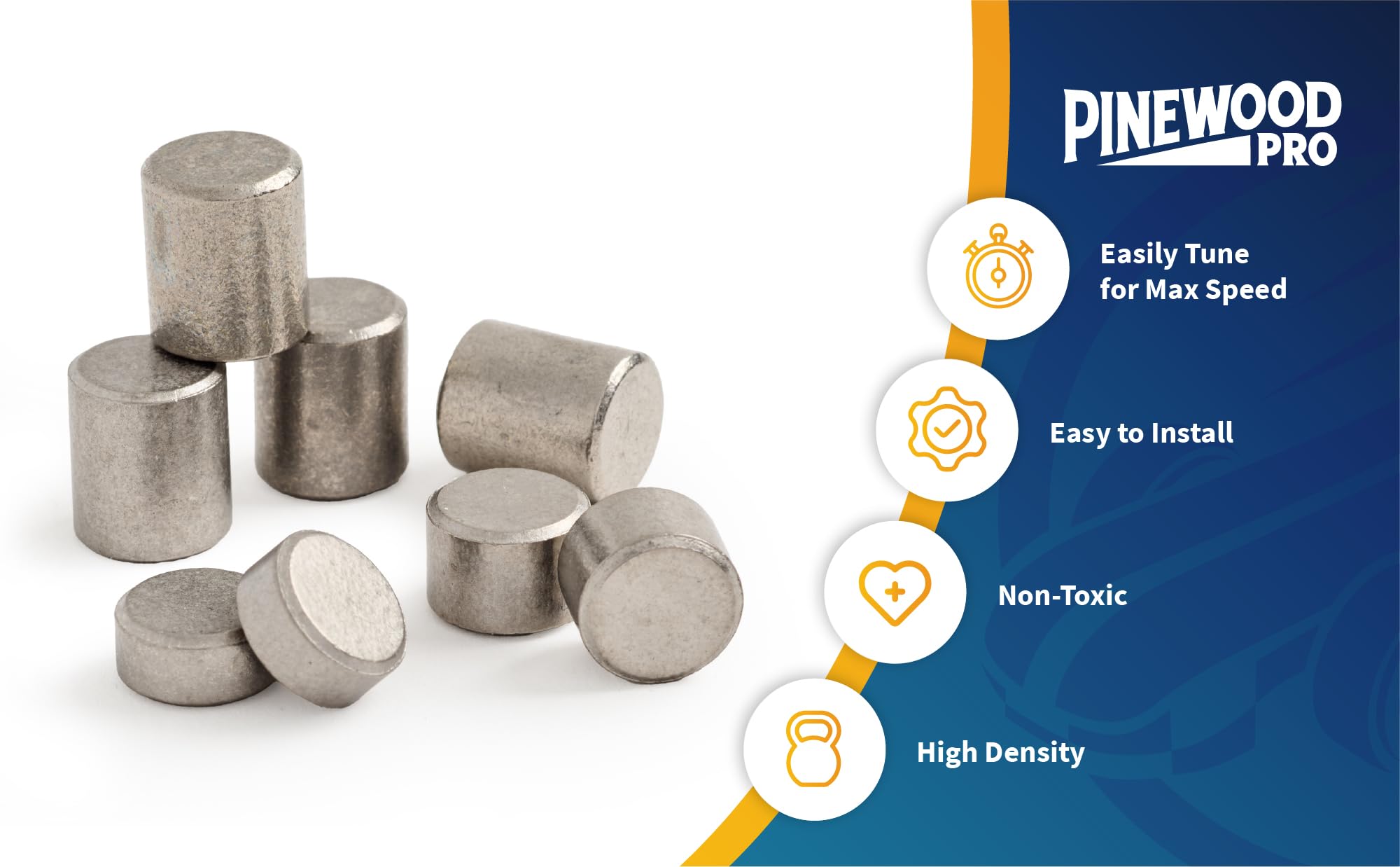 Pinewood Pro Derby Weights Tungsten Weights 3oz, Eight 3/8” Incremental Cylinders to Optimize Car Weight to Make The Fastest Derby Car