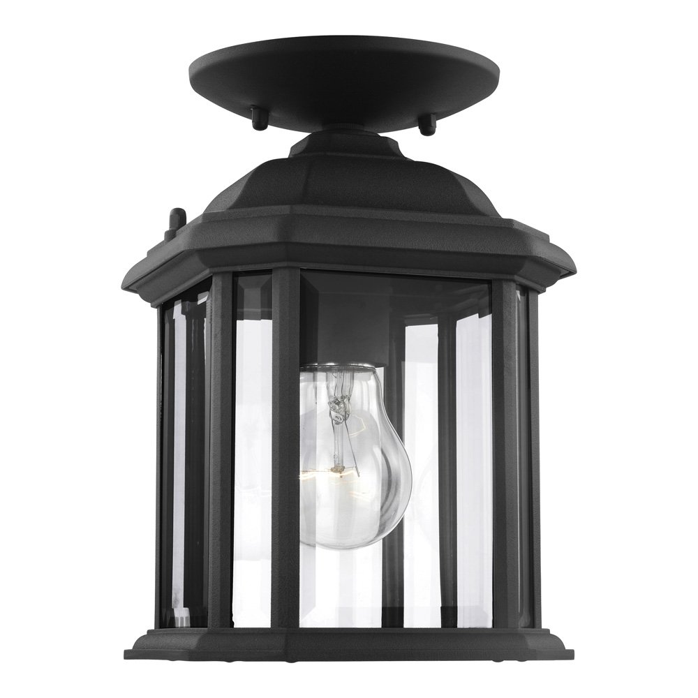 Sea Gull Lighting 60029-12 Kent Outdoor Semi-Flush Mount Convertible Pendant Outside Fixture, One - Light, Black
