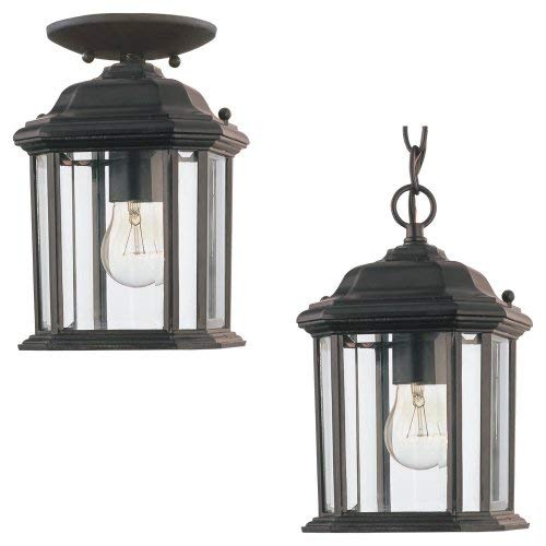 Sea Gull Lighting 60029-12 Kent Outdoor Semi-Flush Mount Convertible Pendant Outside Fixture, One - Light, Black