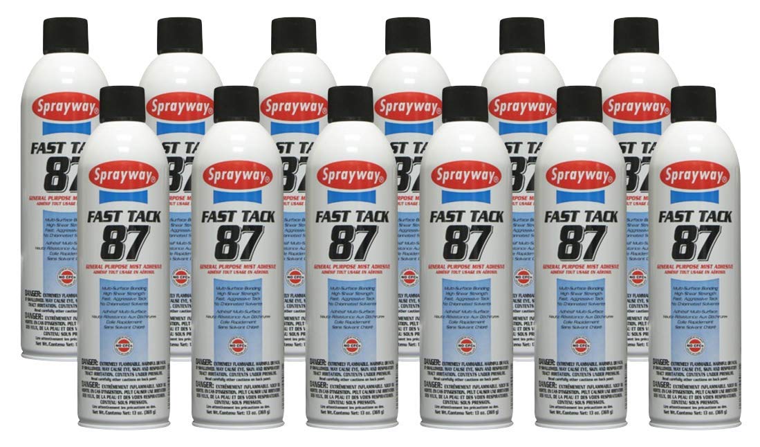 Sprayway SW087-12PK Fast Tack 87 General Purpose Mist Adhesive, 13 oz, Pack of 12