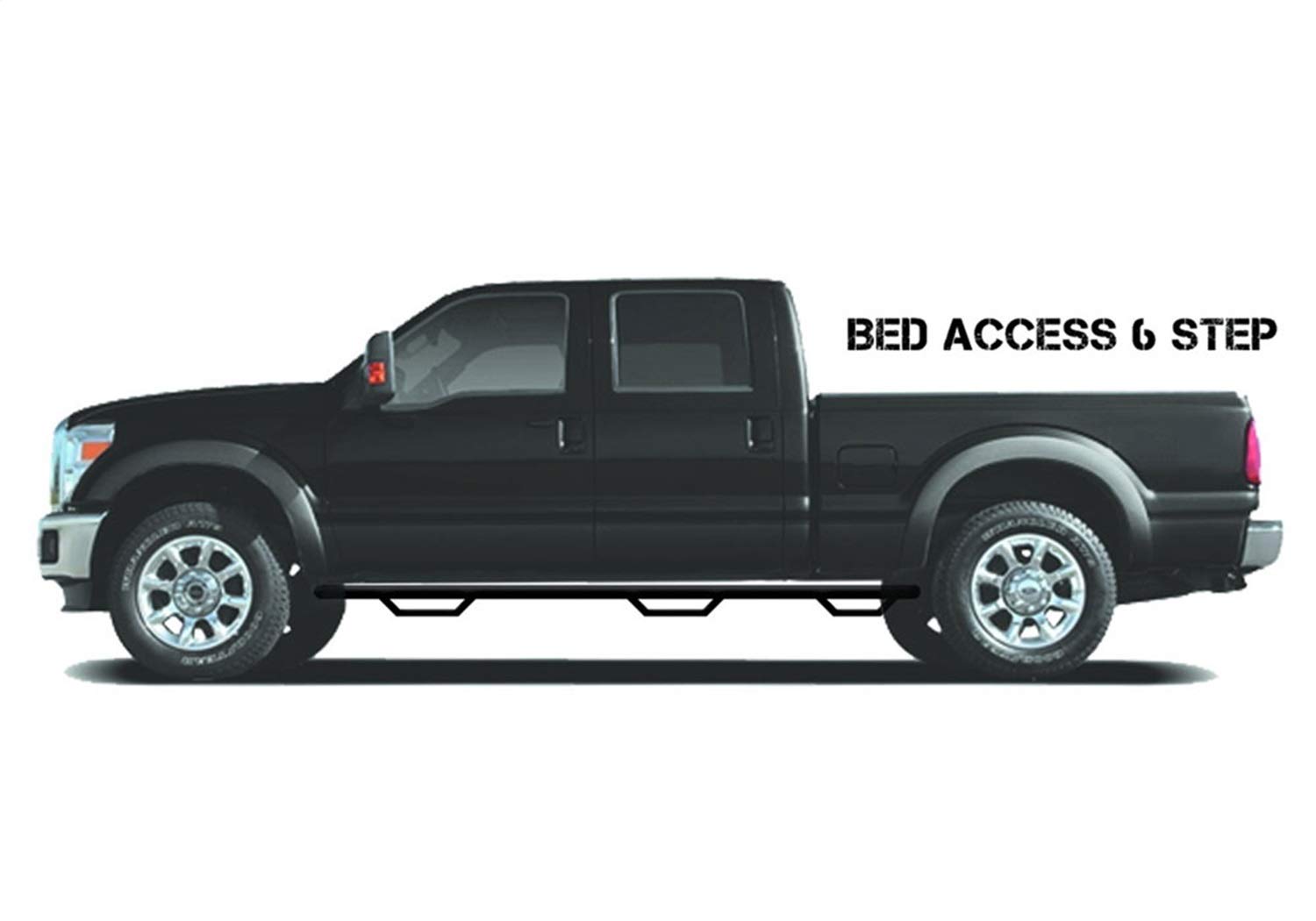 N-Fab Nerf Steps | Gloss Black, Wheel-to-Wheel w/ Bed Access | T0792QC-6 | Fits 2007-2021 Toyota Tundra Double Cab 6.5' Standard Bed, SRW Gas