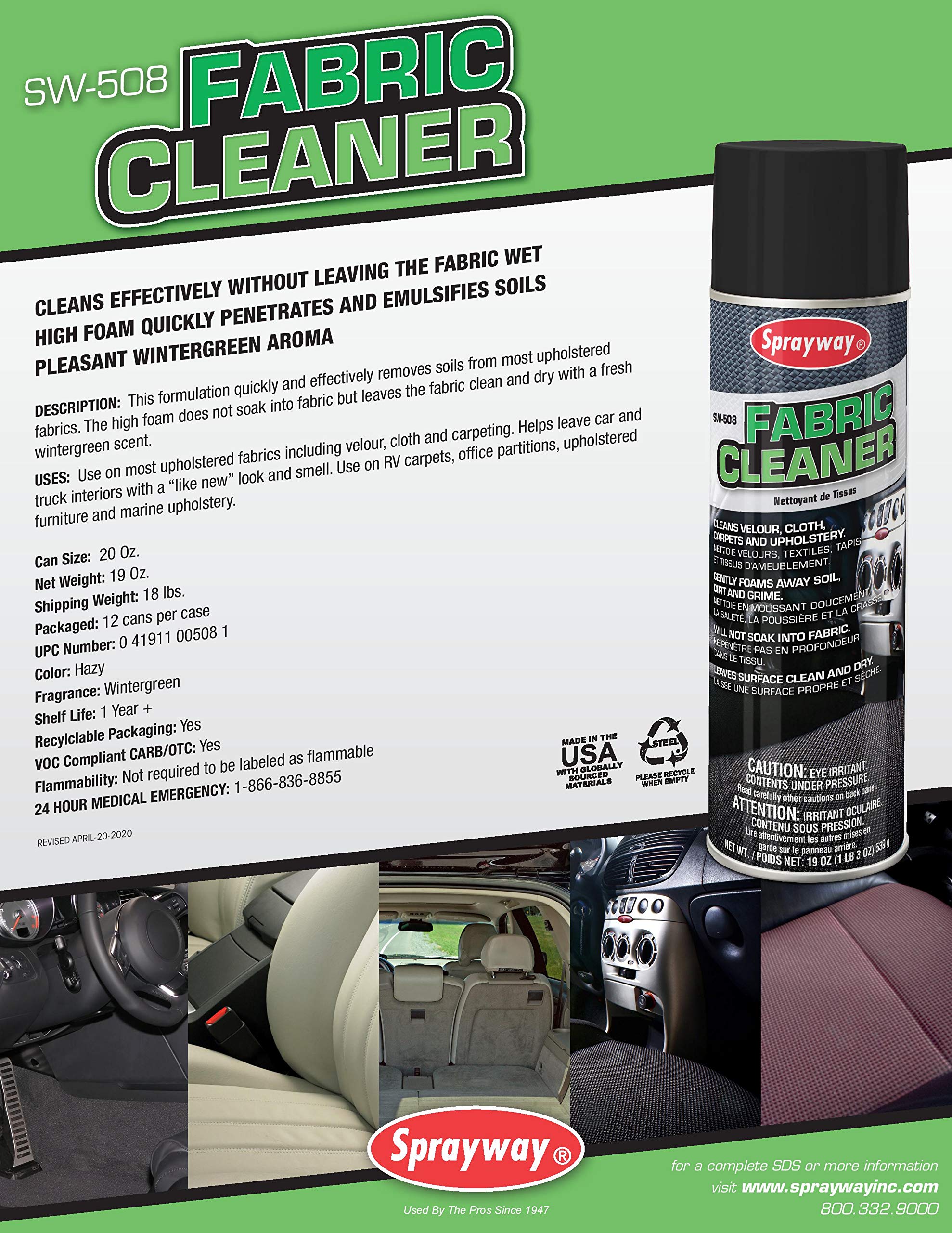 Sprayway Fabric Foam Cleaner , Net 19 Oz. (SW508)