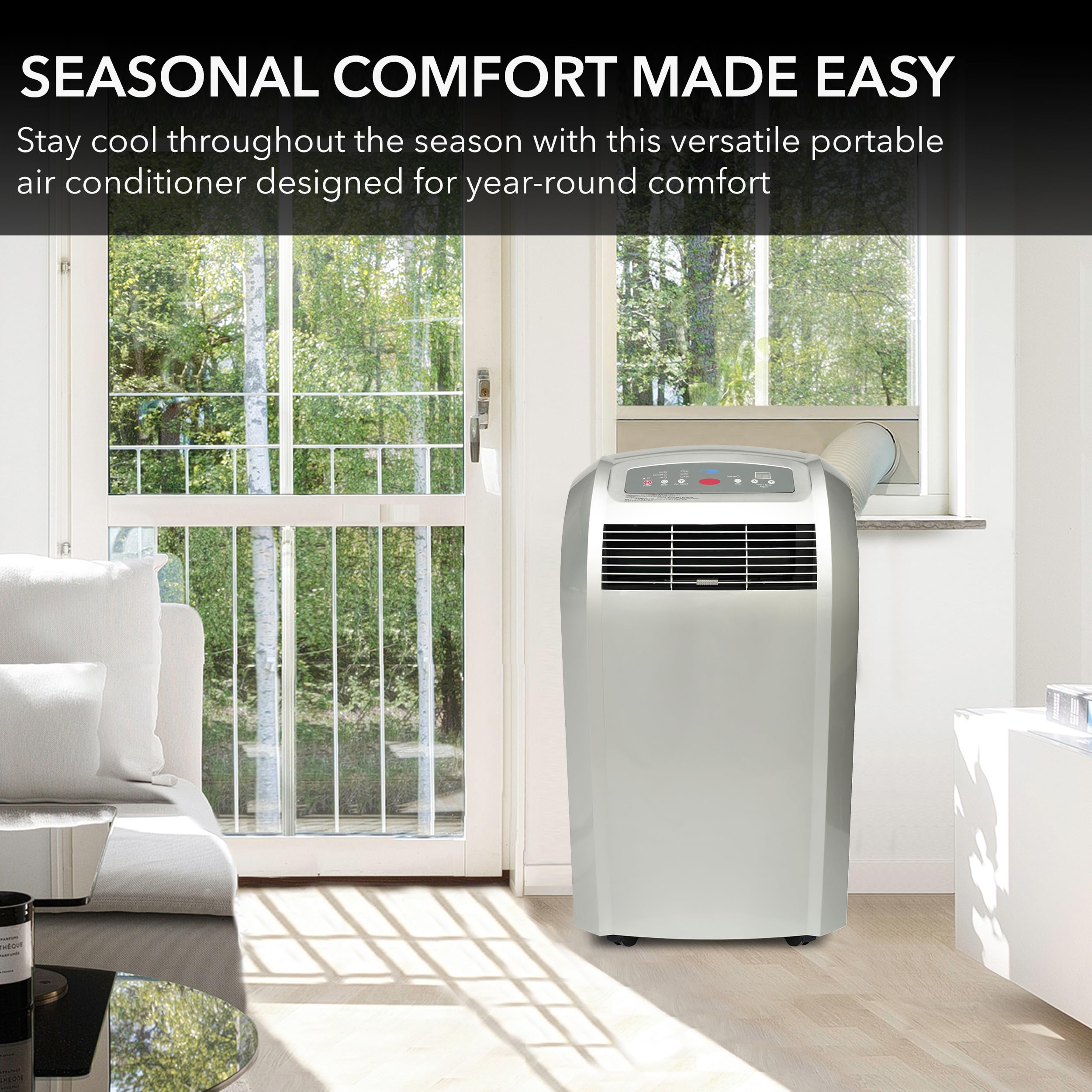 Whynter ARC-12S 12,000 BTU Portable Air Conditioner with Dehumidifier and Fan, Includes Activated Carbon Filter and Storage Bag, Platinum, 400 Sq Ft