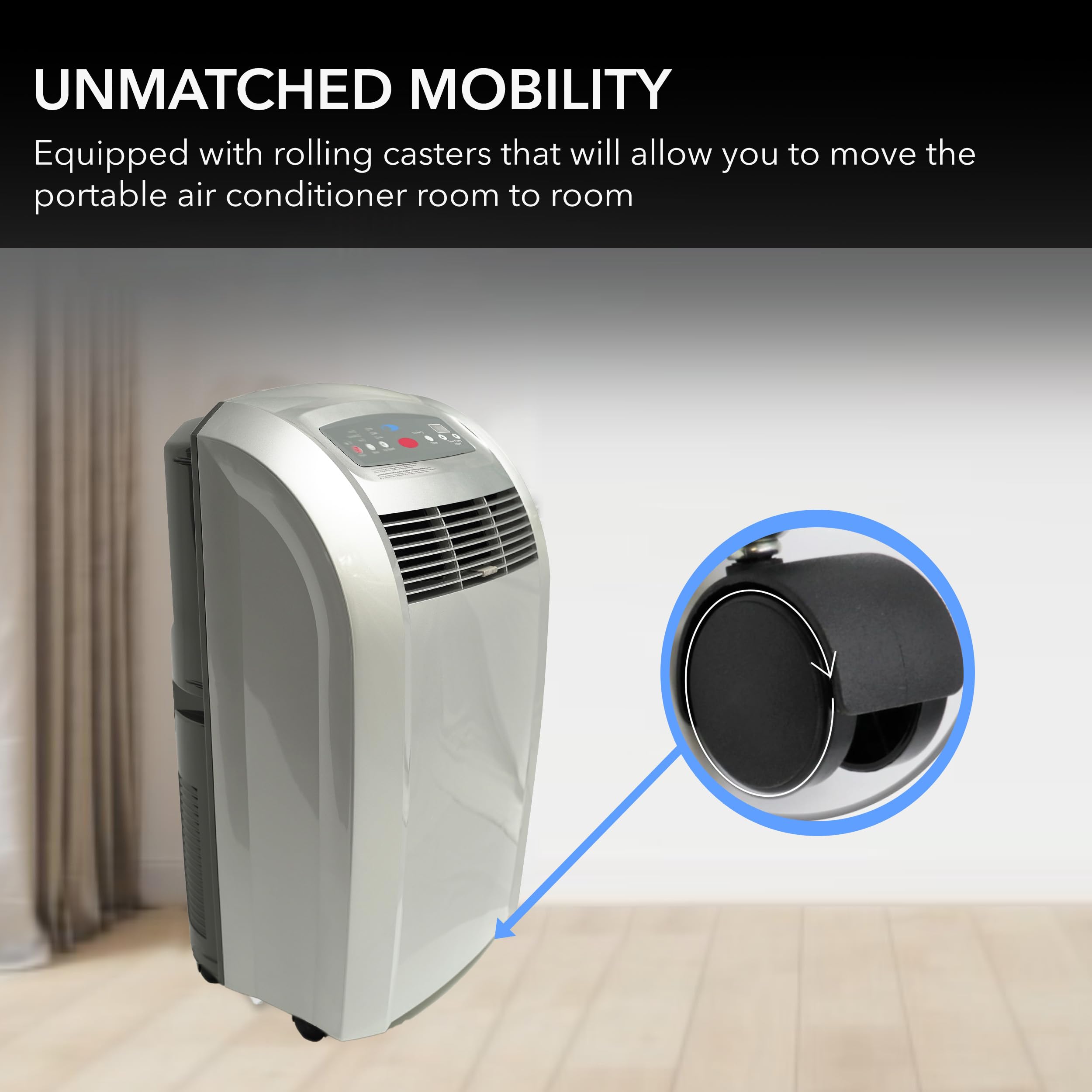Whynter ARC-12S 12,000 BTU Portable Air Conditioner with Dehumidifier and Fan, Includes Activated Carbon Filter and Storage Bag, Platinum, 400 Sq Ft